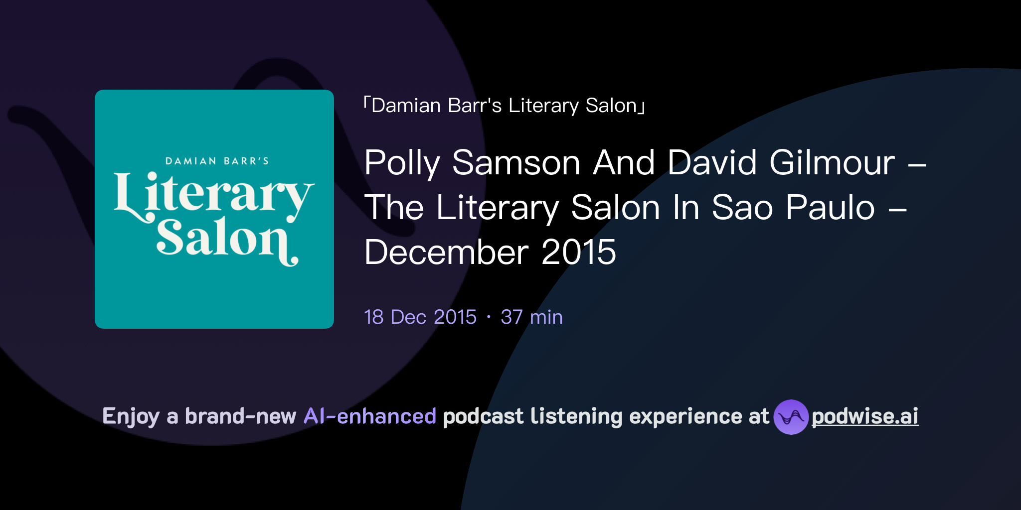 Polly Samson And David Gilmour - The Literary Salon In Sao Paulo ...