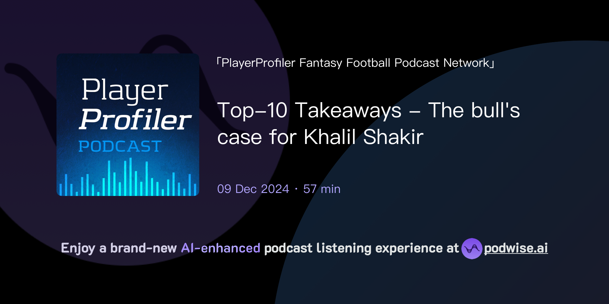 Top-10 Takeaways - The bull's case for Khalil Shakir | PlayerProfiler Fantasy Football Podcast ...