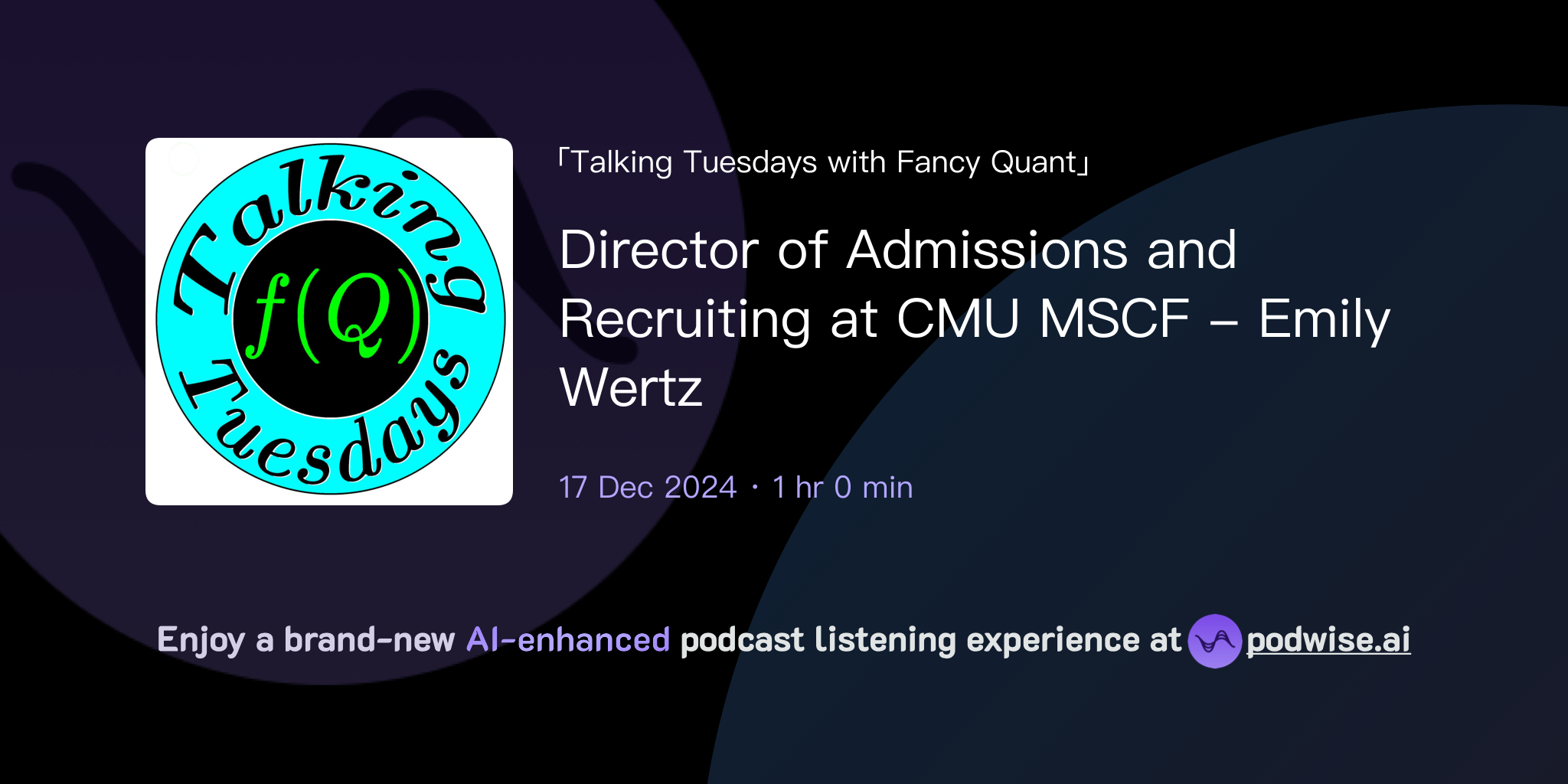 Director of Admissions and Recruiting at CMU MSCF - Emily Wertz | Talking Tuesdays with Fancy ...
