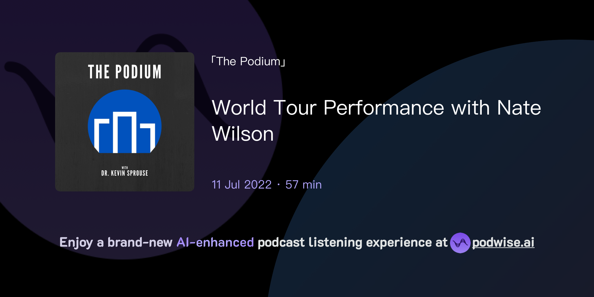 World Tour Performance with Nate Wilson | The Podium | Podwise
