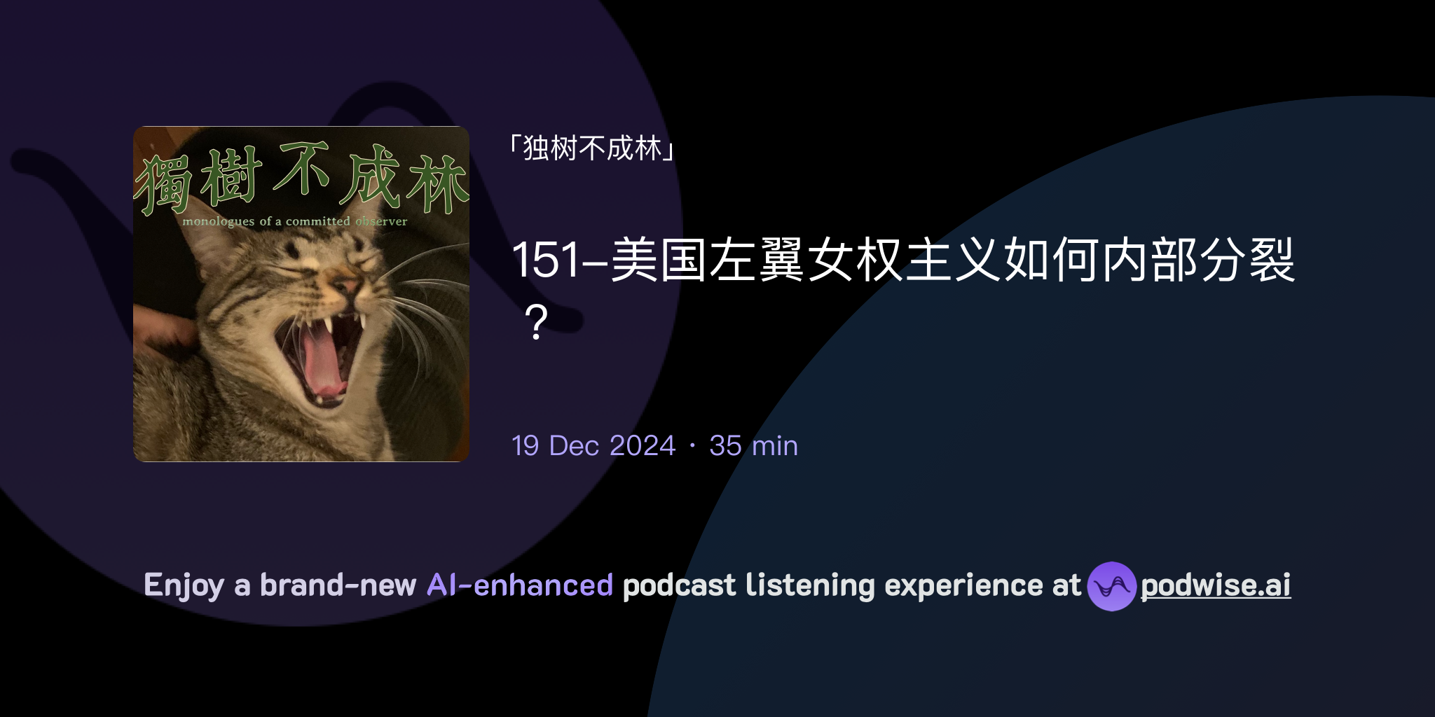 151-美国左翼女权主义如何内部分裂？ | 独树不成林 | Podwise
