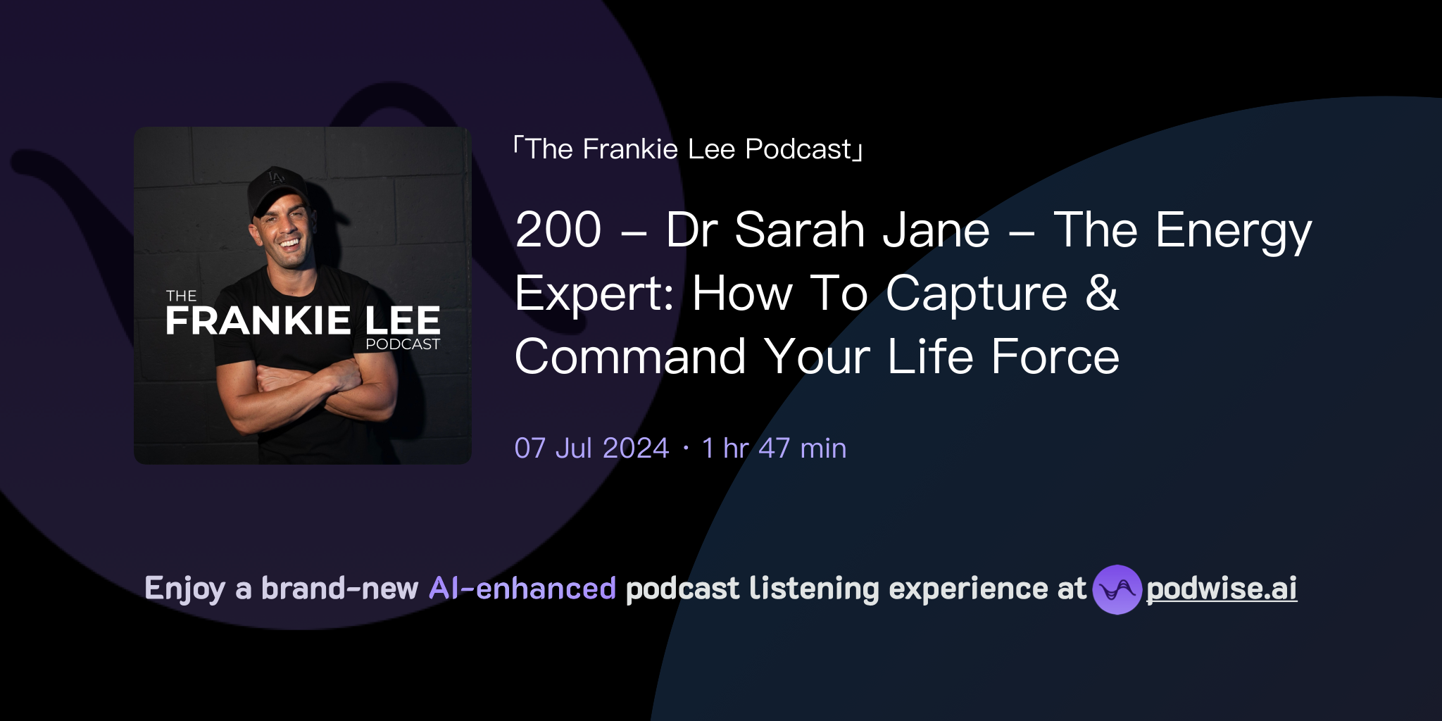 200 - Dr Sarah Jane - The Energy Expert: How To Capture & Command Your Life Force | The Frankie ...