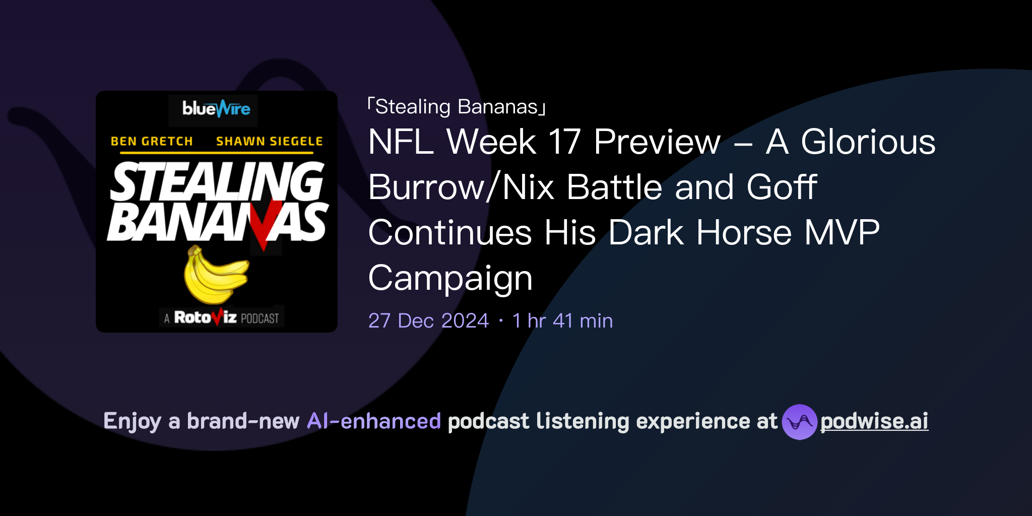 NFL Week 17 Preview - A Glorious Burrow/Nix Battle and Goff Continues His Dark Horse MVP ...