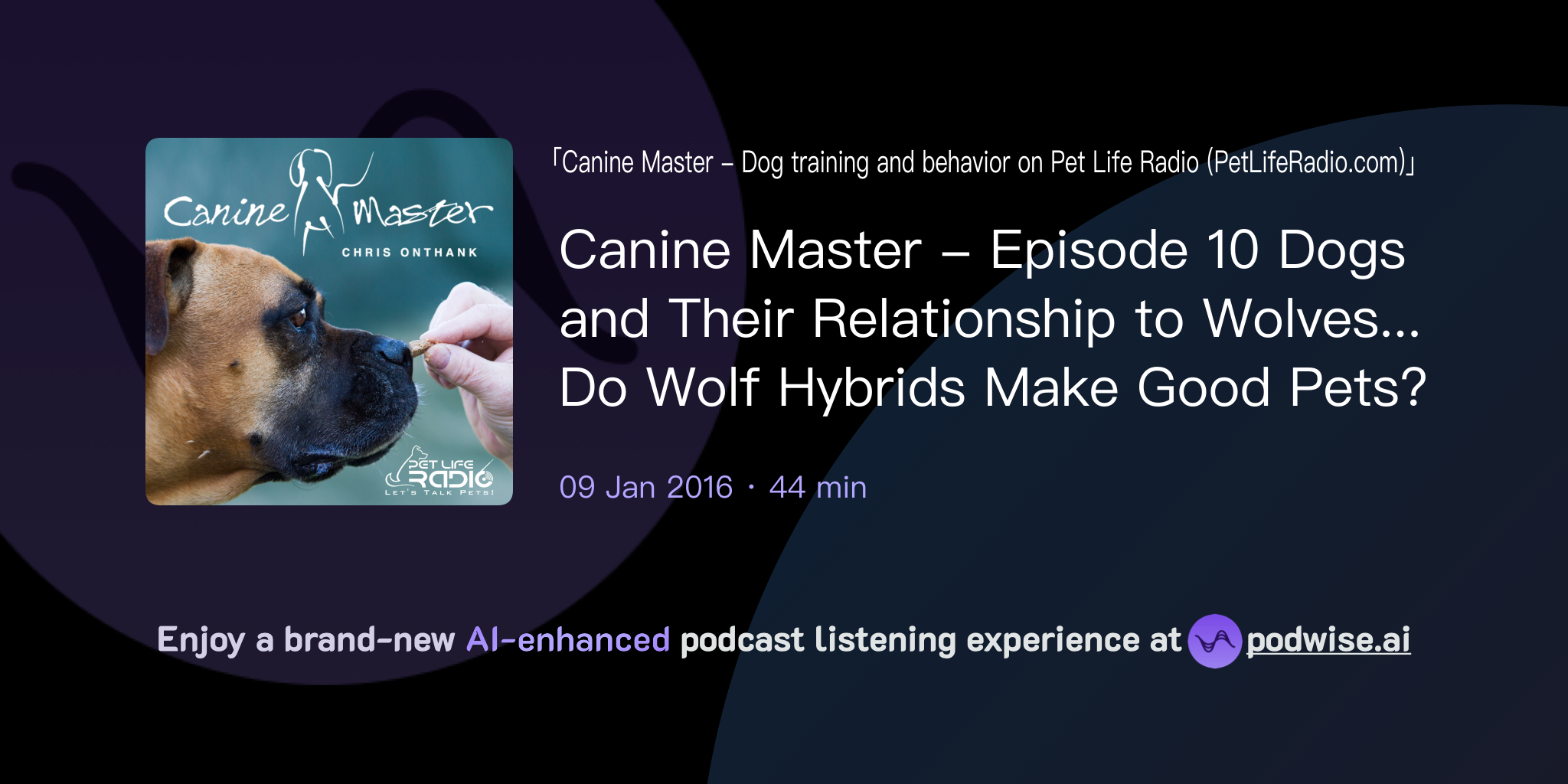 Canine Master - Episode 10 Dogs and Their Relationship to Wolves... Do ...