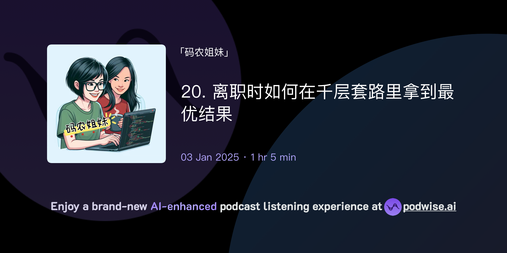 20. 离职时如何在千层套路里拿到最优结果 | 码农姐妹 | Podwise