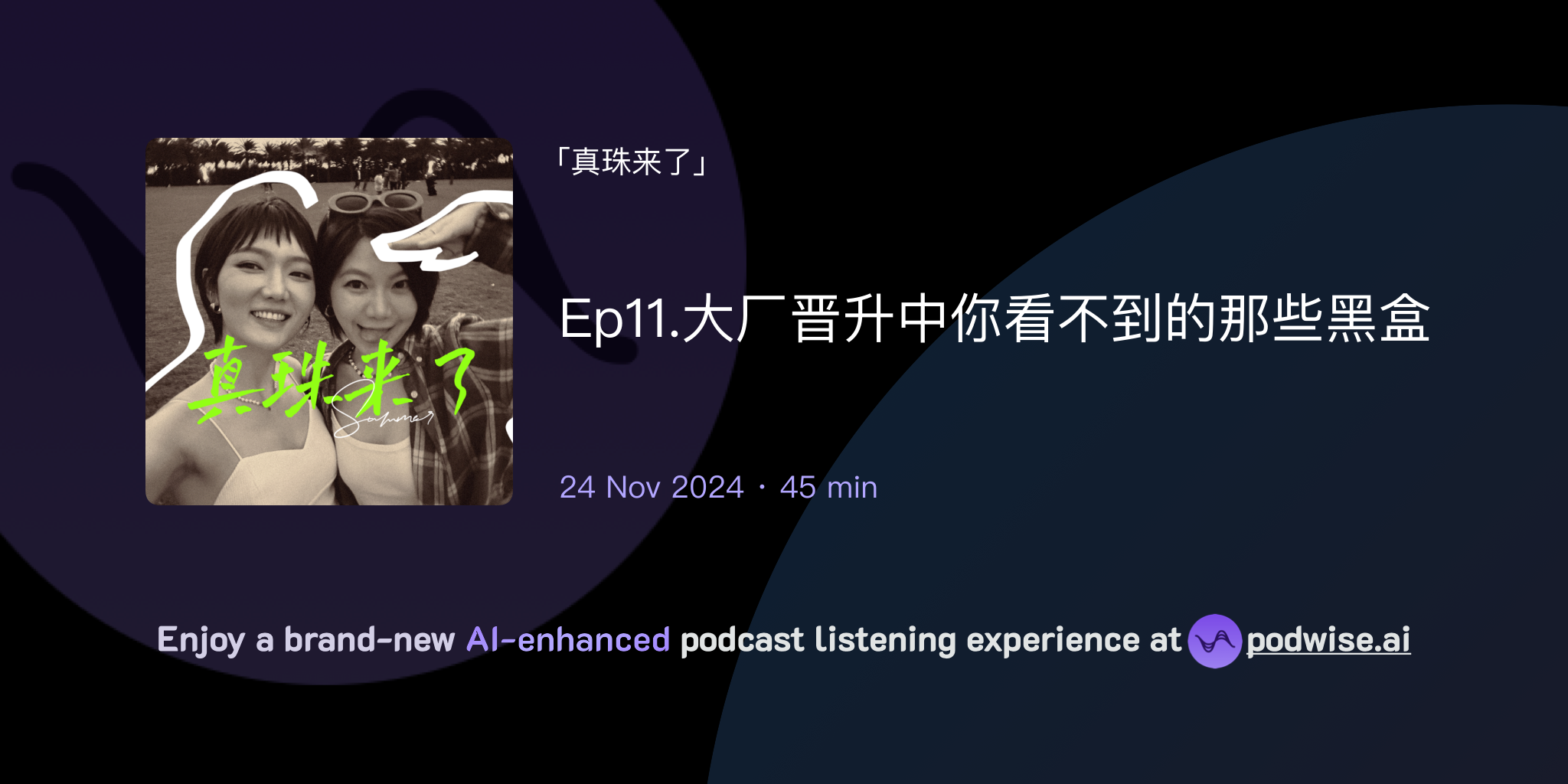 Ep11.大厂晋升中你看不到的那些黑盒 | 真珠来了 | Podwise