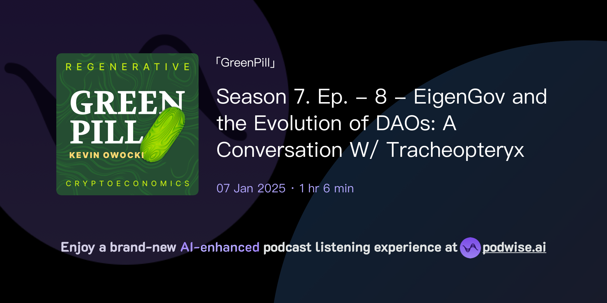 Season 7. Ep. - 8 - EigenGov and the Evolution of DAOs: A Conversation W/ Tracheopteryx ...