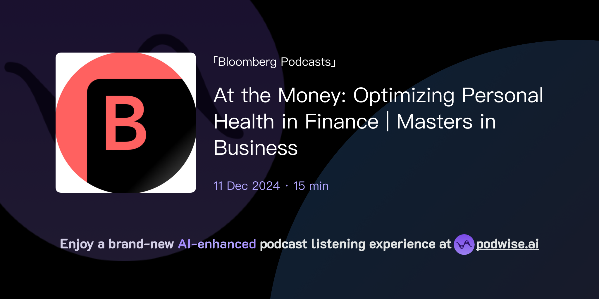 At the Money: Optimizing Personal Health in Finance | Masters in ...