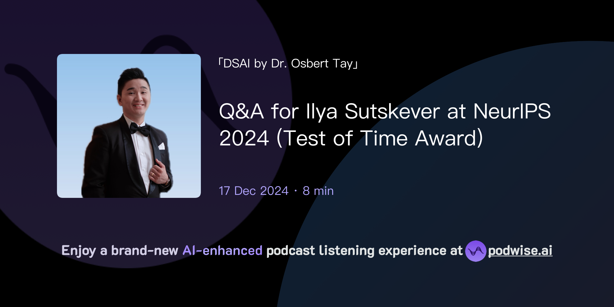 Q&A for Ilya Sutskever at NeurIPS 2024 (Test of Time Award) | DSAI by ...