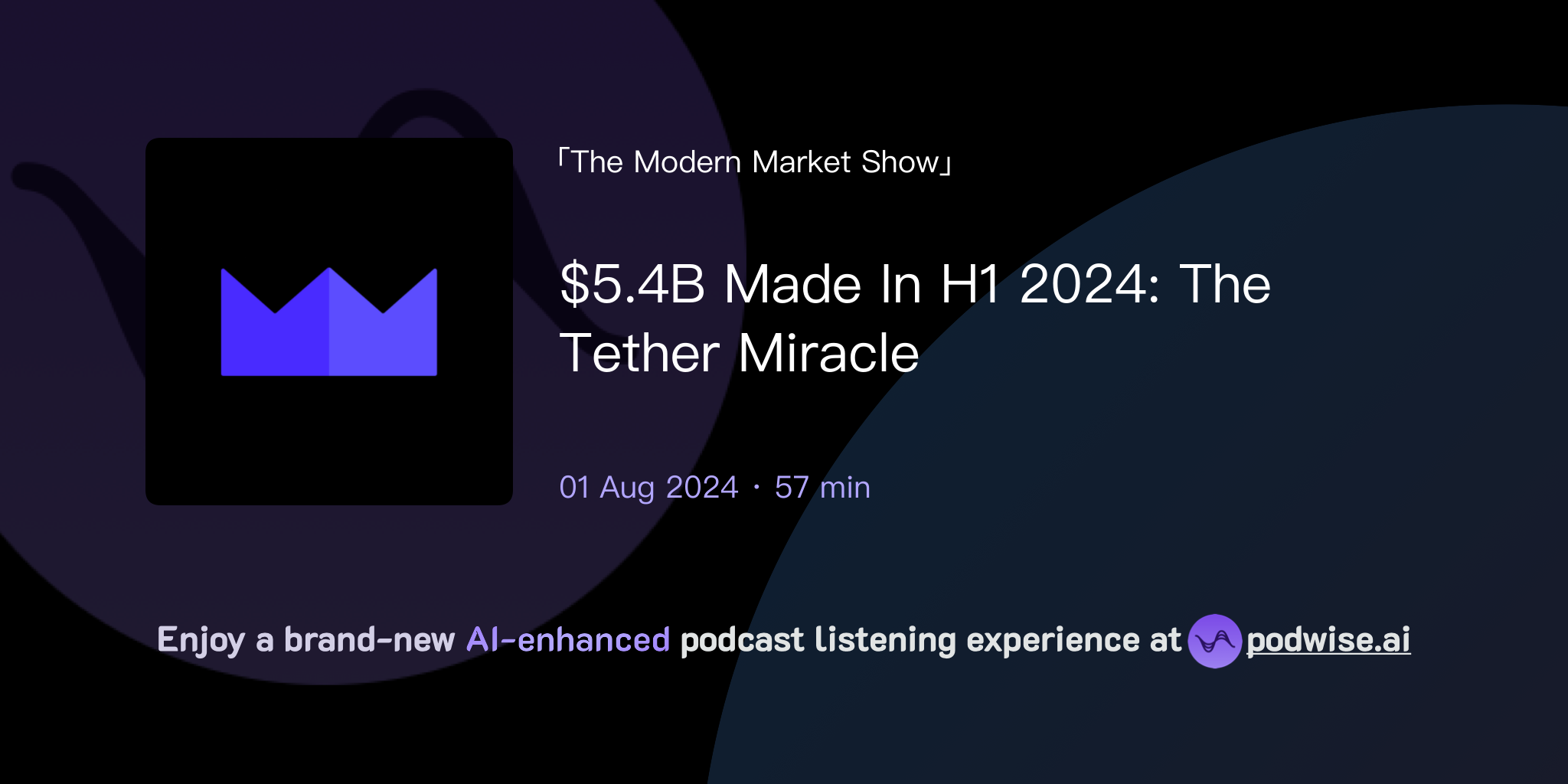 $5.4B Made In H1 2024: The Tether Miracle | The Modern Market Show | Podwise
