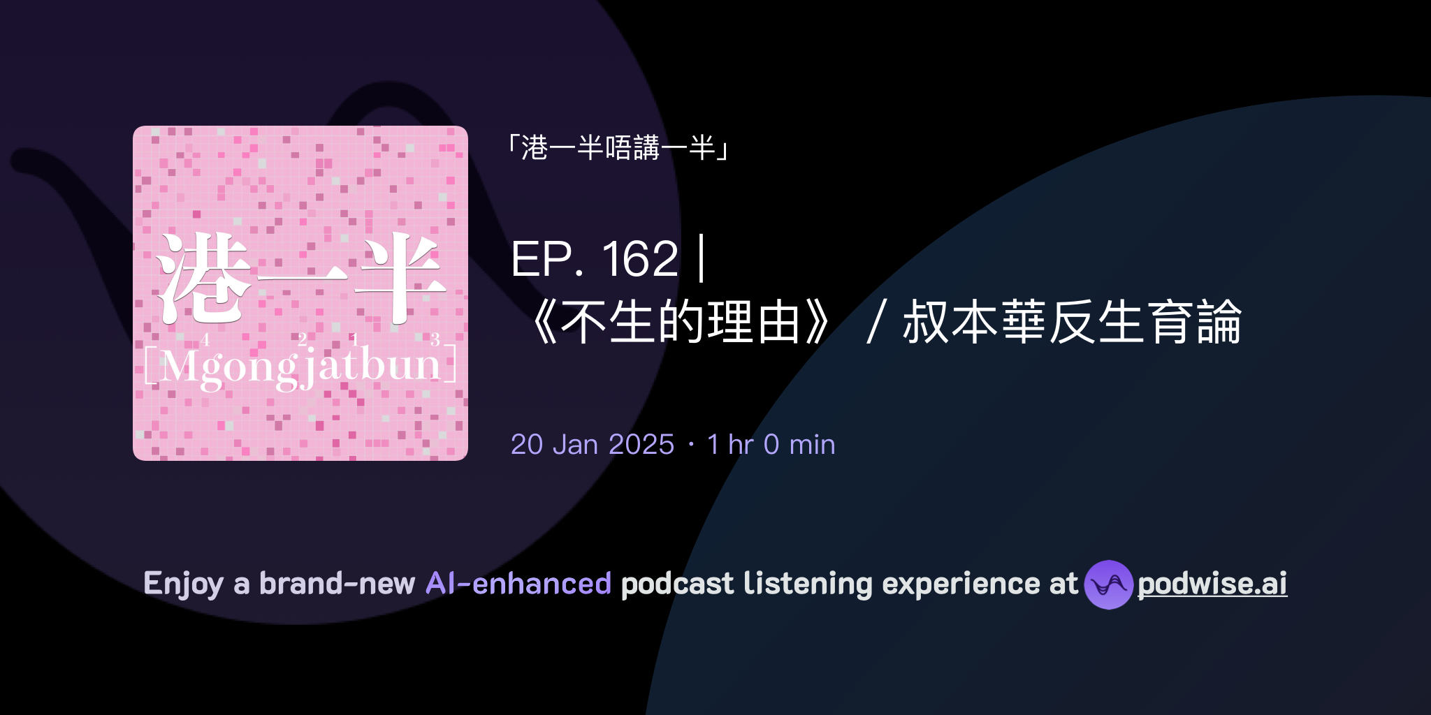 EP. 162 | 《不生的理由》／叔本華反生育論 | 港一半唔講一半 | Podwise