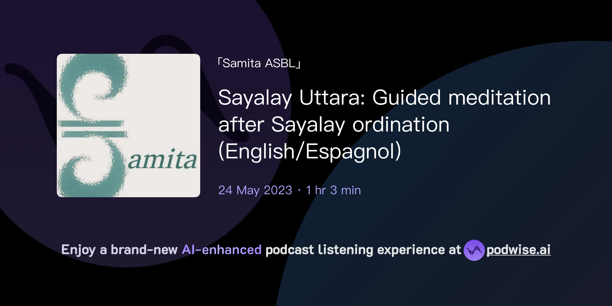 Sayalay Uttara: Guided meditation after Sayalay ordination (English ...