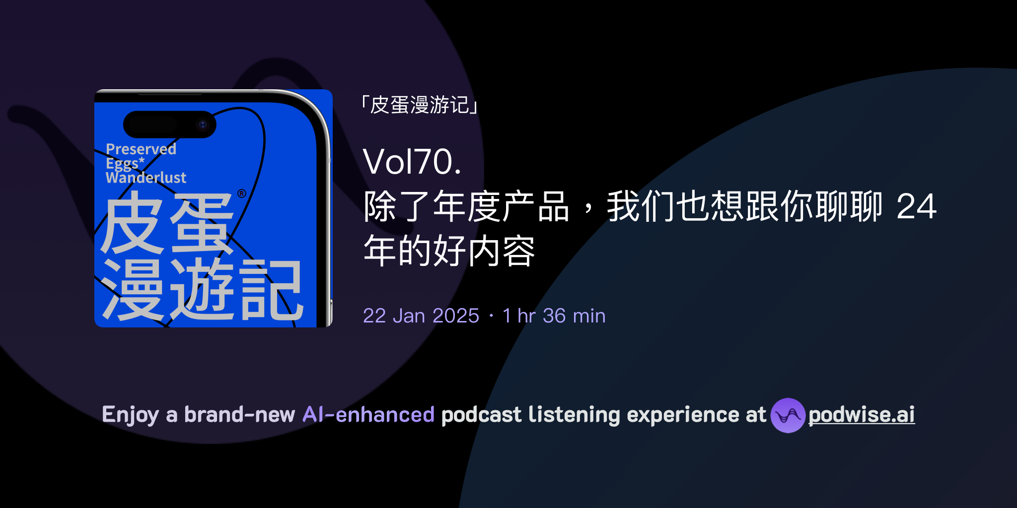 Vol70. 除了年度产品，我们也想跟你聊聊 24 年的好内容 | 皮蛋漫游记 | Podwise