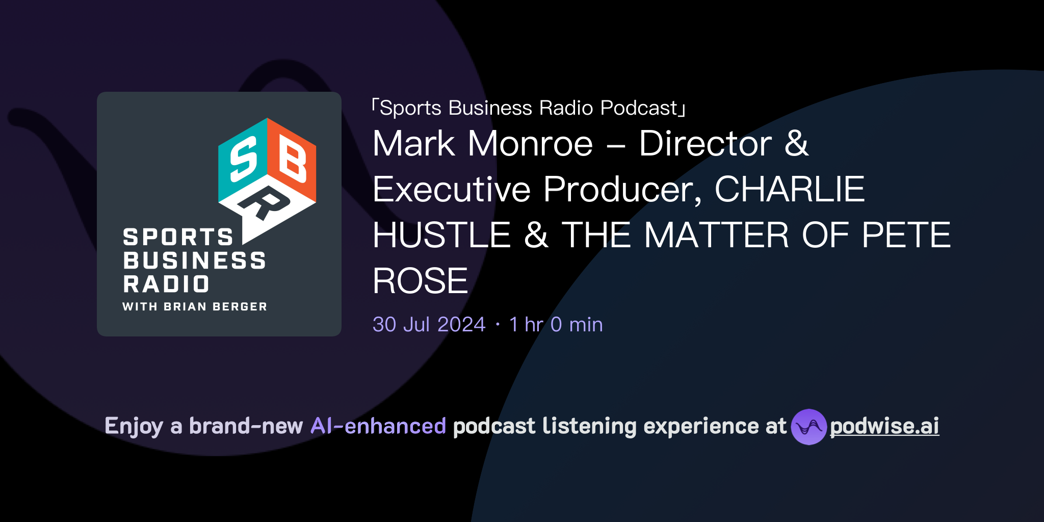 Mark Monroe - Director & Executive Producer, CHARLIE HUSTLE & THE ...