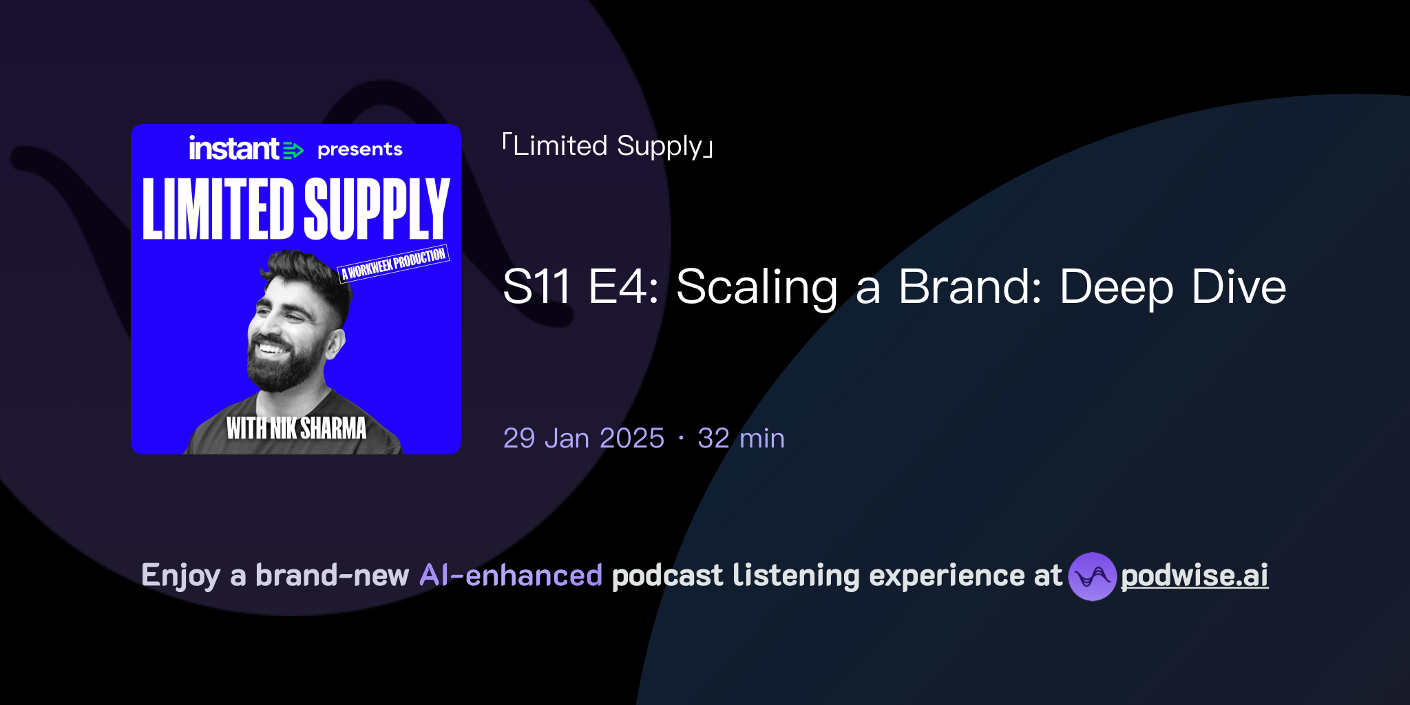 S11 E4: Scaling a Brand: Deep Dive | Limited Supply | Podwise