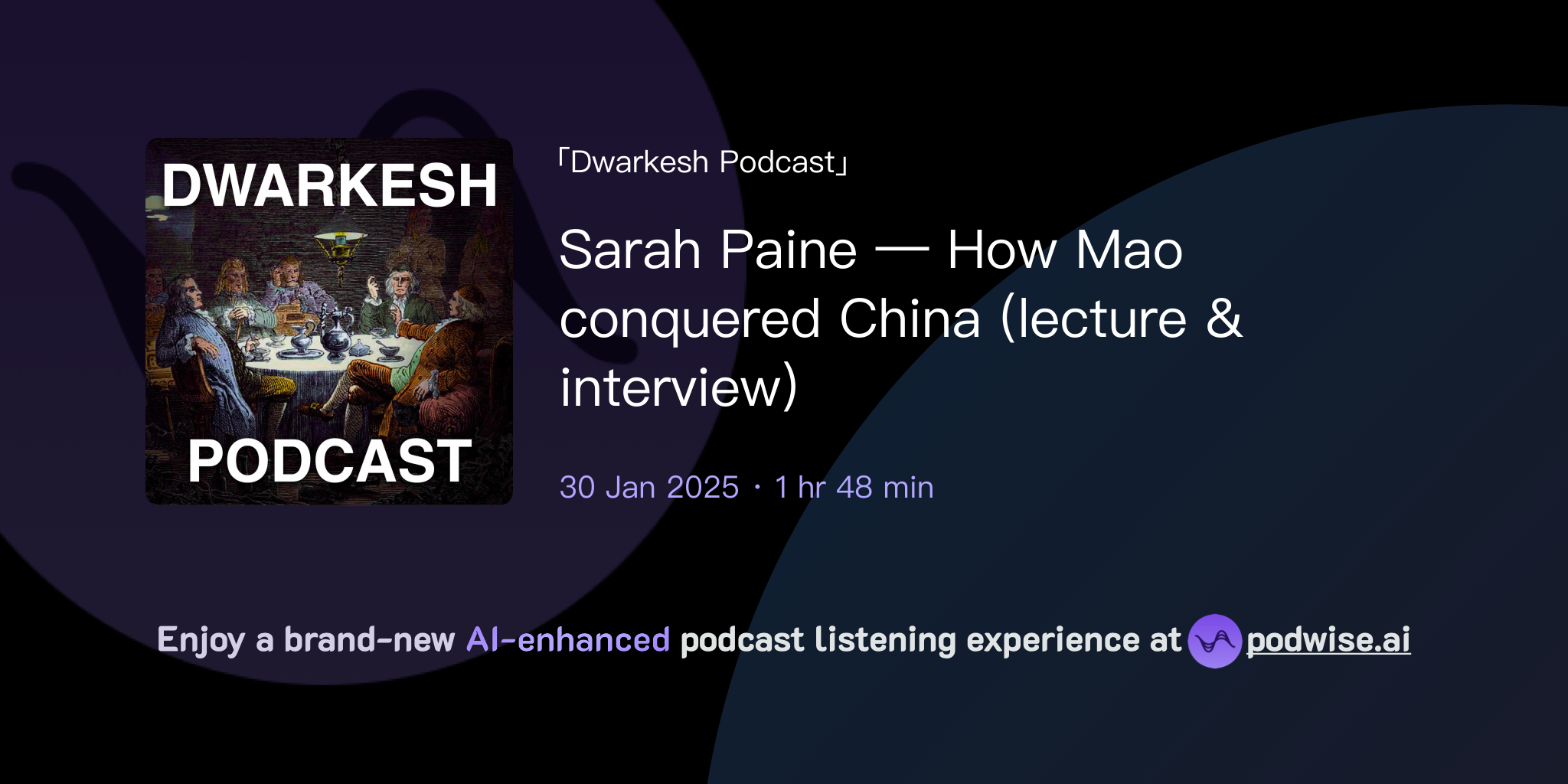 Sarah Paine — How Mao conquered China (lecture & interview) | Dwarkesh ...