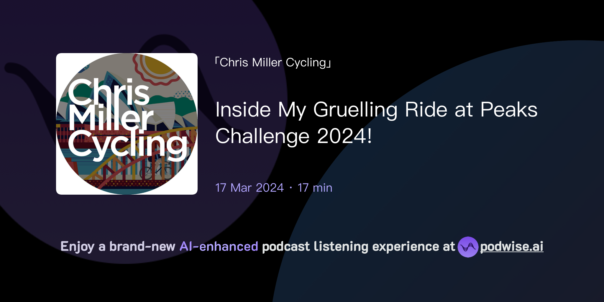 Inside My Gruelling Ride at Peaks Challenge 2024! | Chris Miller ...