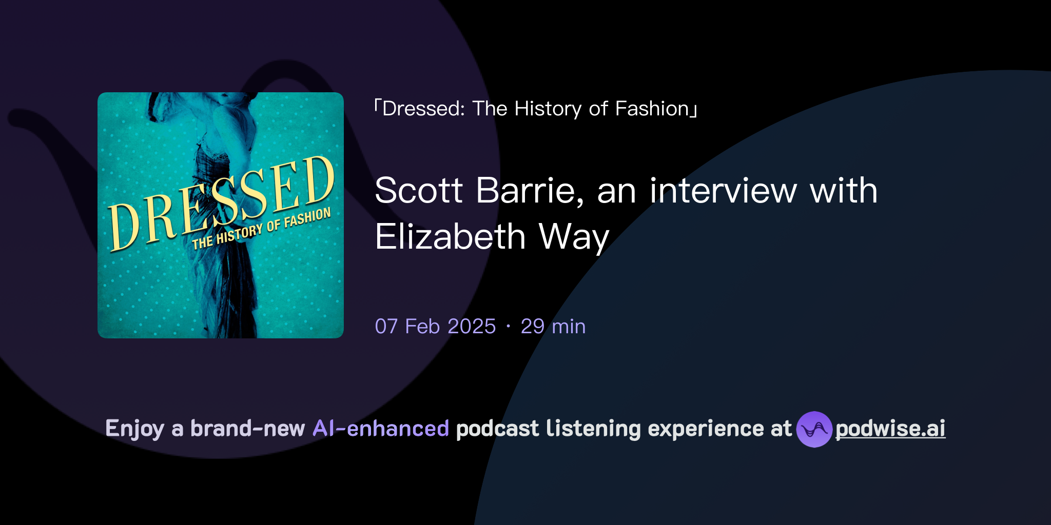 Scott Barrie, an interview with Elizabeth Way | Dressed: The History of ...