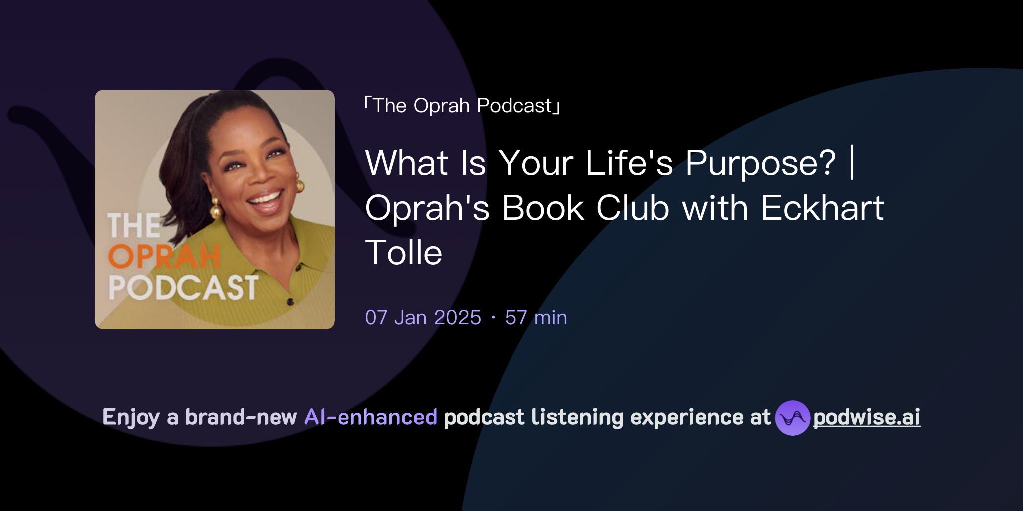 What Is Your Life's Purpose? | Oprah's Book Club with Eckhart Tolle ...