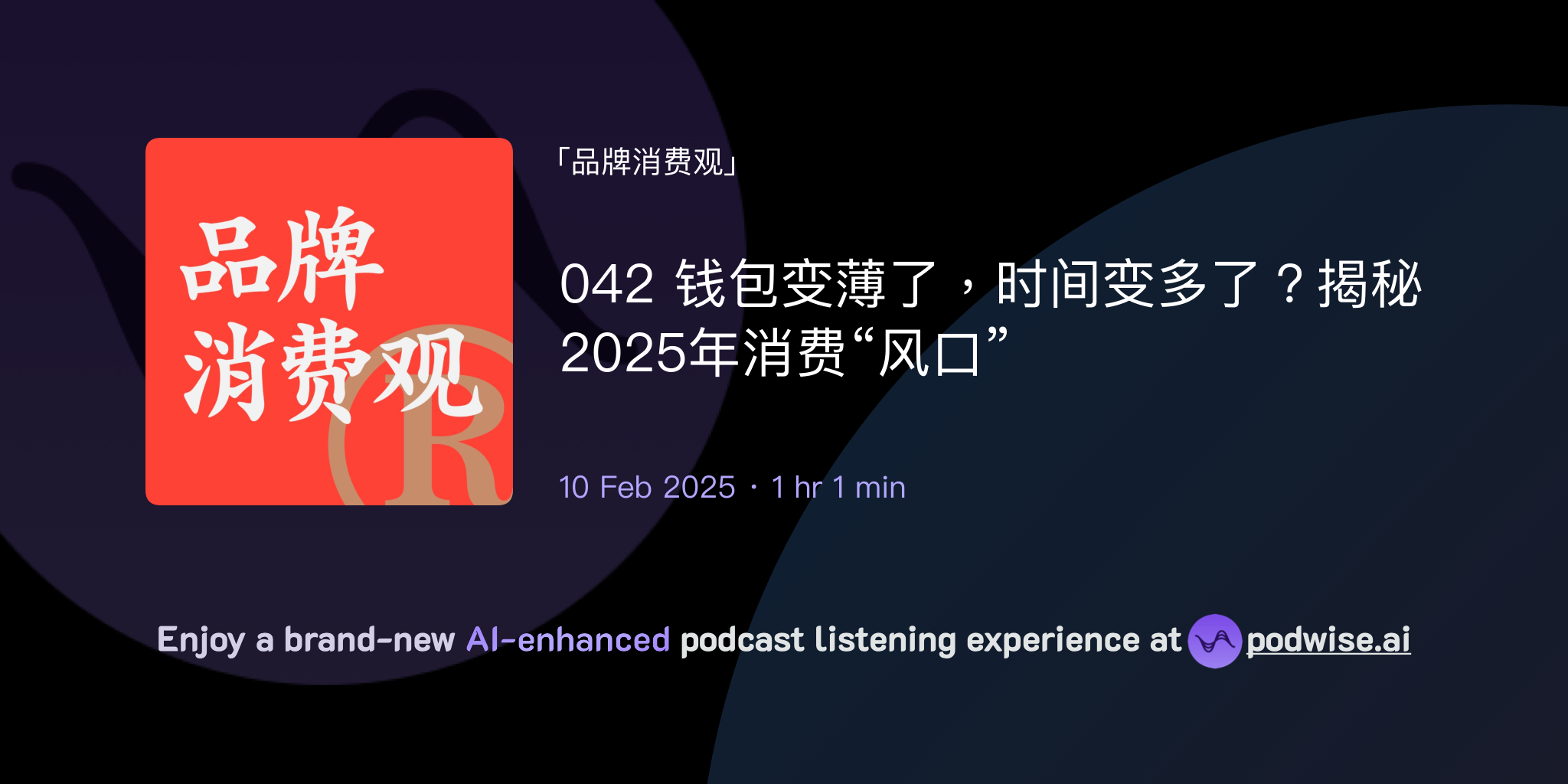 042 钱包变薄了，时间变多了？揭秘2025年消费“风口” | 品牌消费观 | Podwise