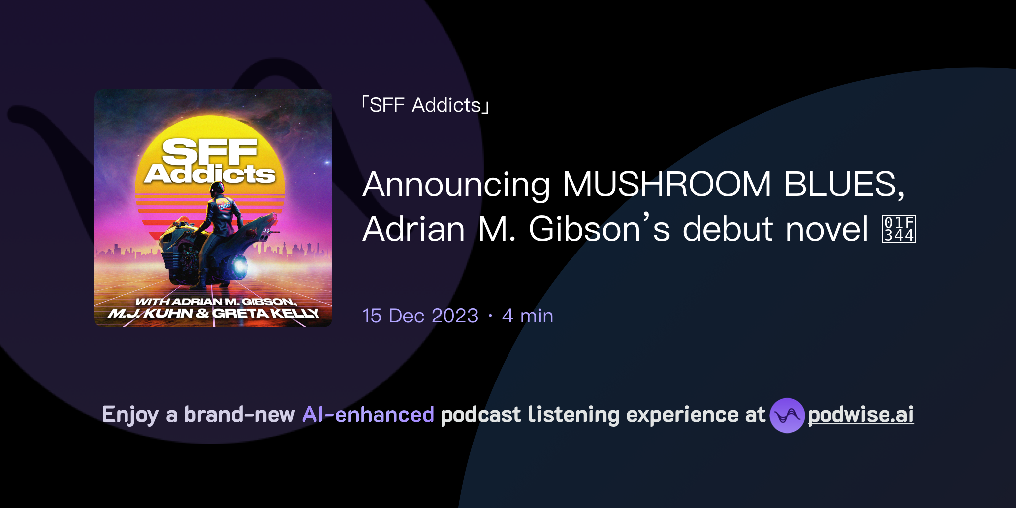 Announcing MUSHROOM BLUES, Adrian M. Gibson’s debut novel 🍄 | SFF ...