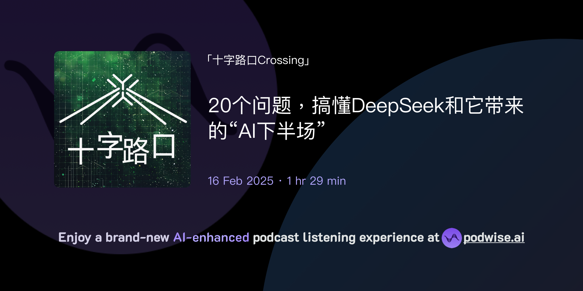 20个问题，搞懂DeepSeek和它带来的“AI下半场” | 十字路口Crossing | Podwise