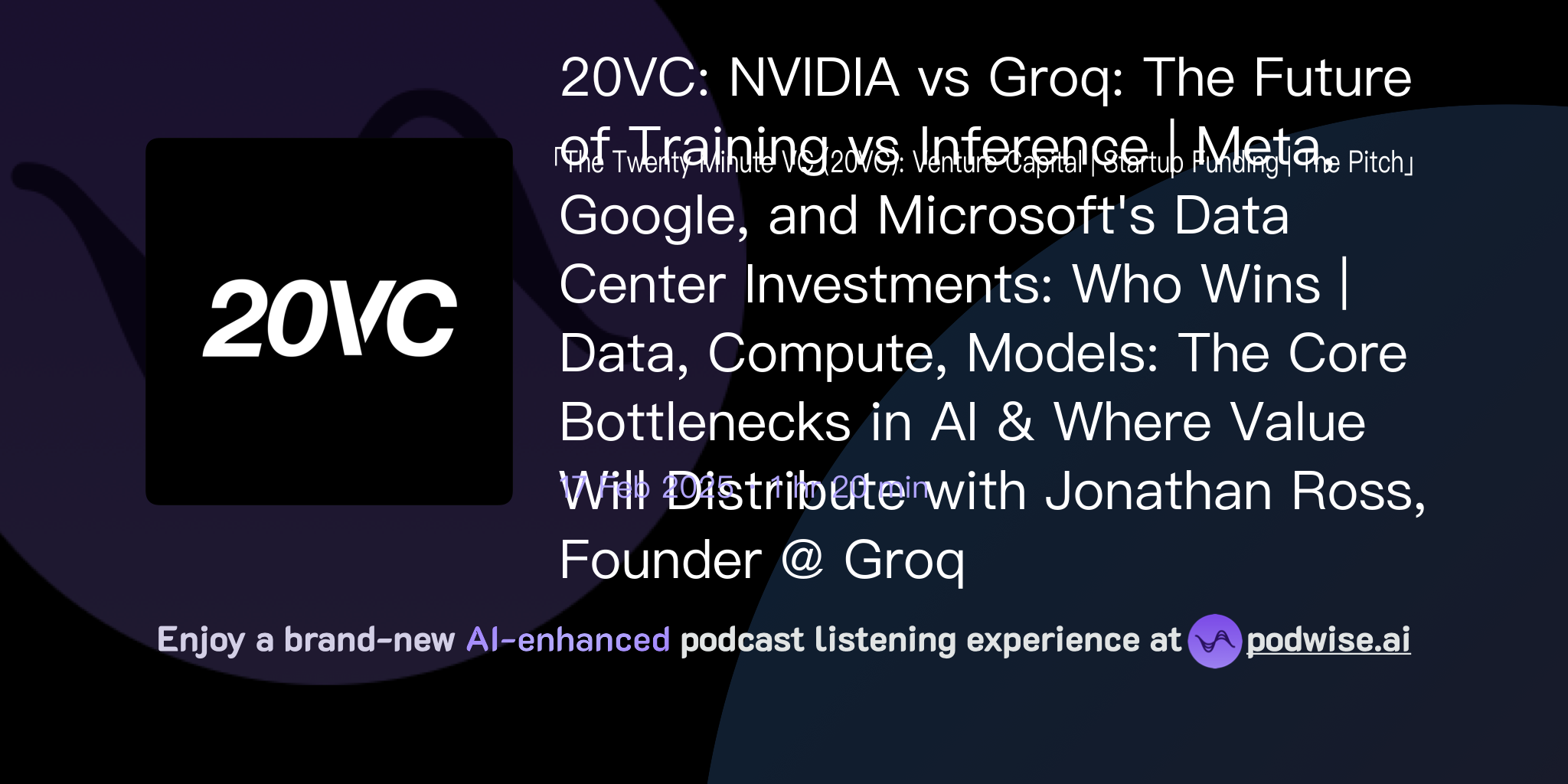 20VC: NVIDIA vs Groq: The Future of Training vs Inference | Meta, Google, and Microsoft's Data ...