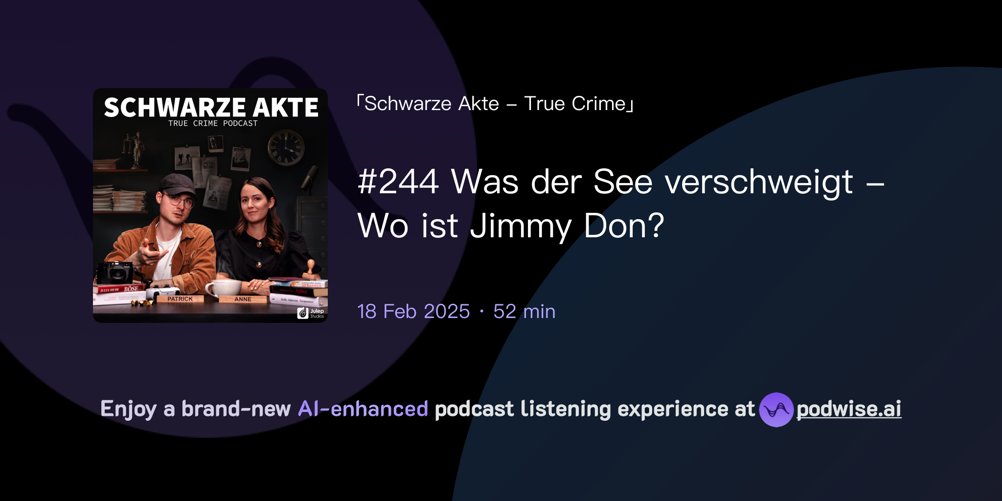 #244 Was der See verschweigt - Wo ist Jimmy Don? | Schwarze Akte - True ...
