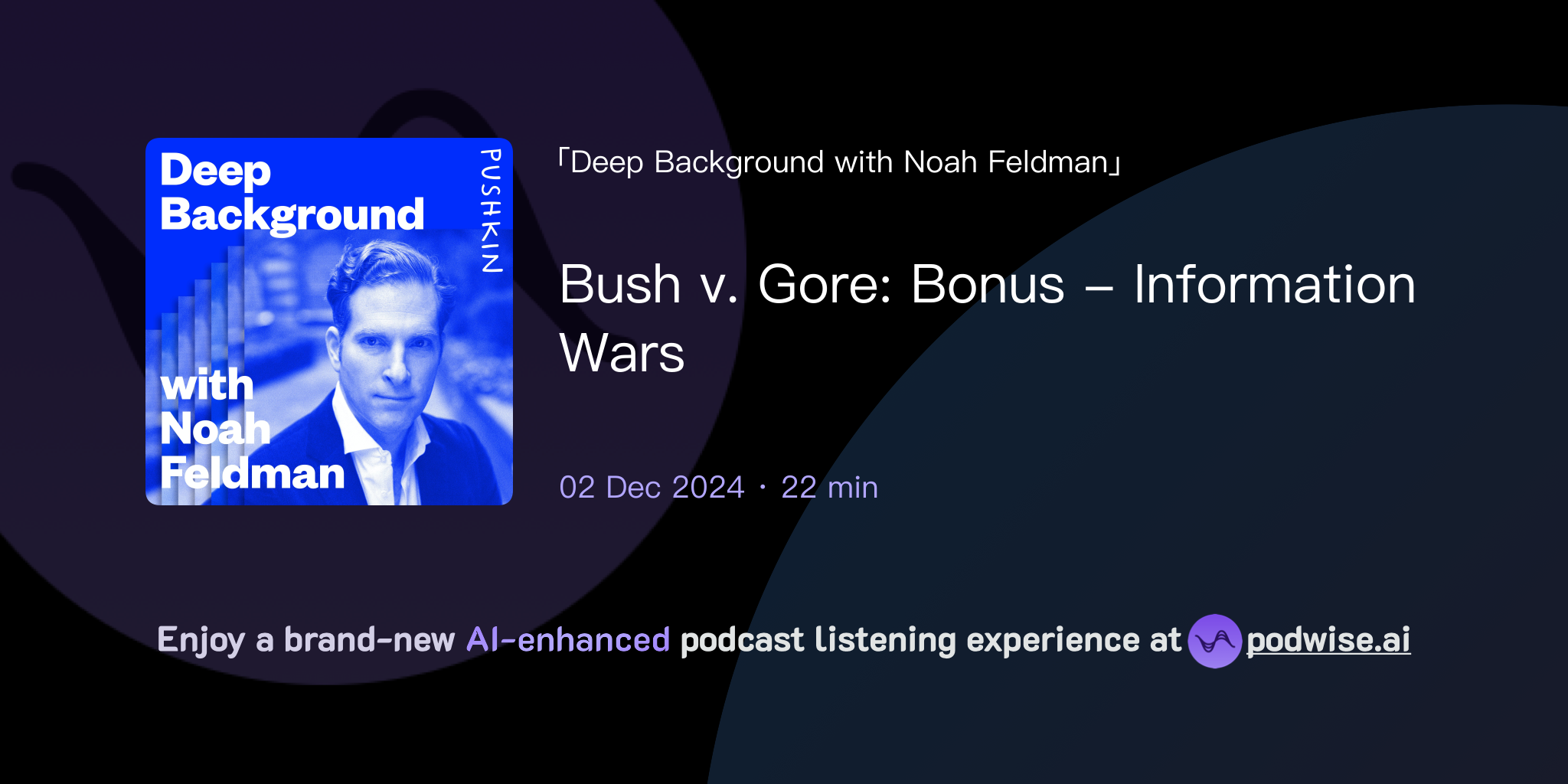 Bush v. Gore: Bonus - Information Wars | Deep Background with Noah Feldman | Podwise