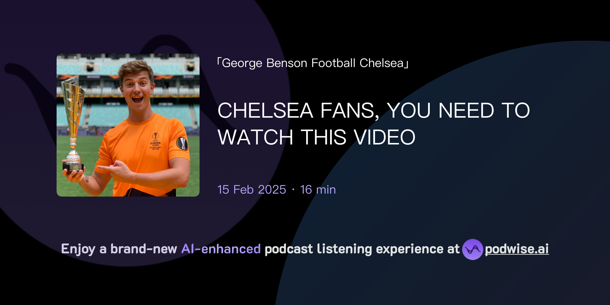 CHELSEA FANS, YOU NEED TO WATCH THIS VIDEO | George Benson Football ...