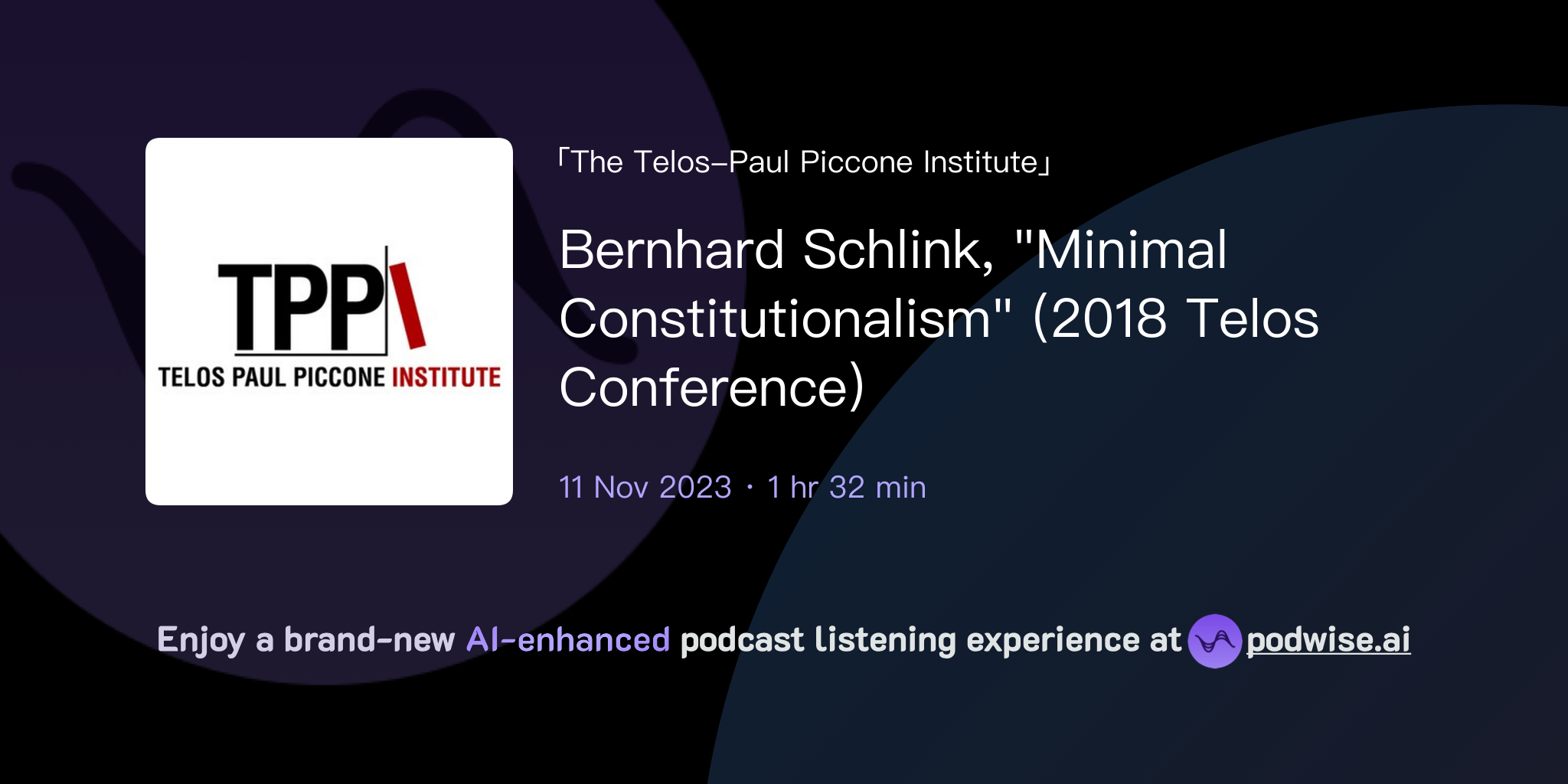 Bernhard Schlink, "Minimal Constitutionalism" (2018 Telos Conference ...