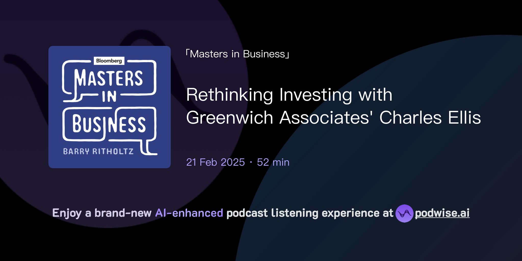 Rethinking Investing with Greenwich Associates' Charles Ellis | Masters ...