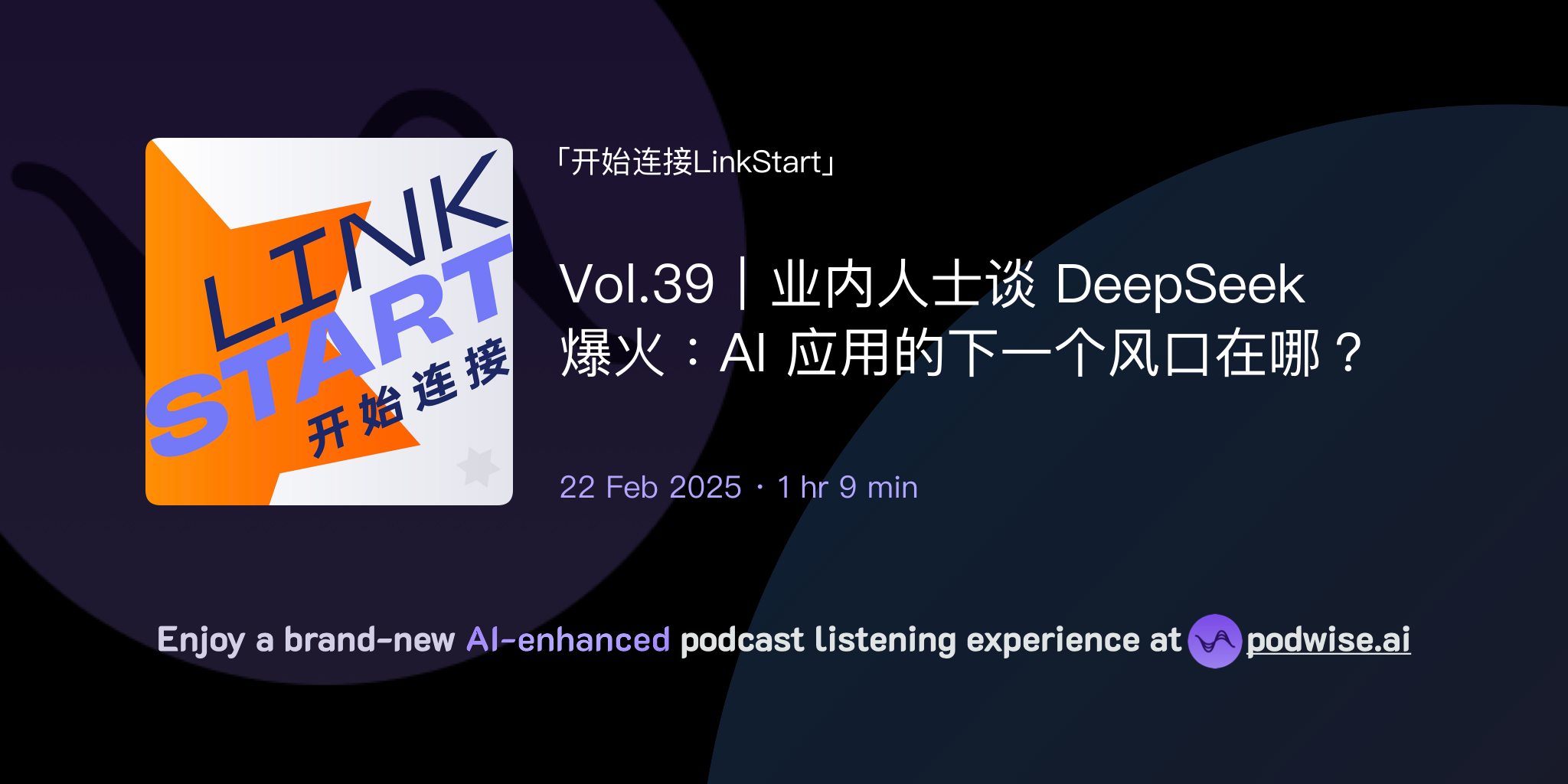Vol.39｜业内人士谈 DeepSeek 爆火：AI 应用的下一个风口在哪？ | 开始连接LinkStart | Podwise