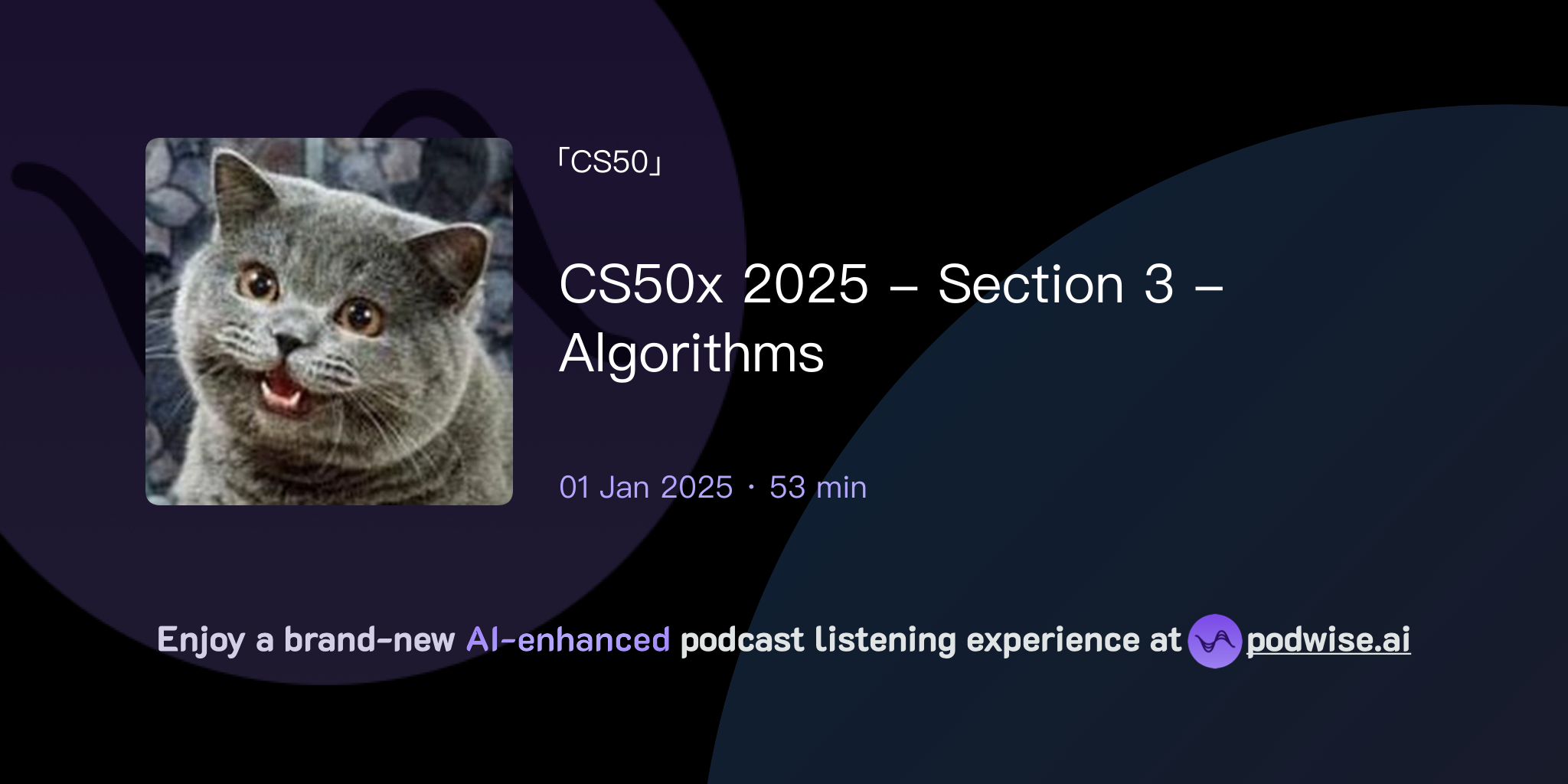 CS50x 2025 - Section 3 - Algorithms | CS50 | Podwise