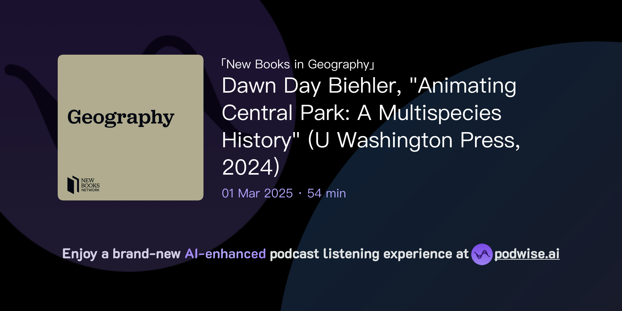 Dawn Day Biehler, "Animating Central Park: A Multispecies History" (U ...