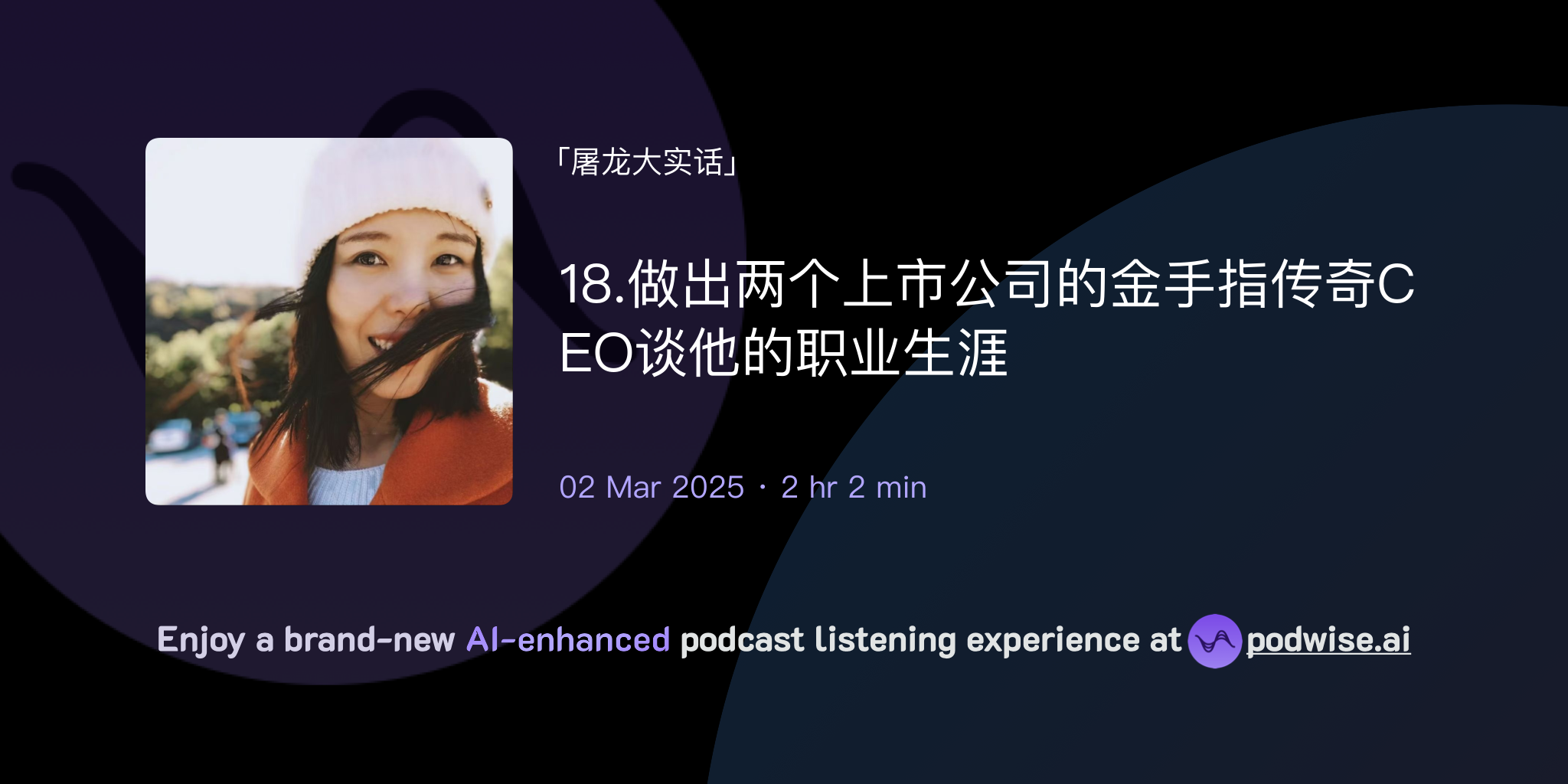 E18：做出两个上市公司的金手指传奇CEO谈他的职业生涯 | 屠龙大实话 | Podwise
