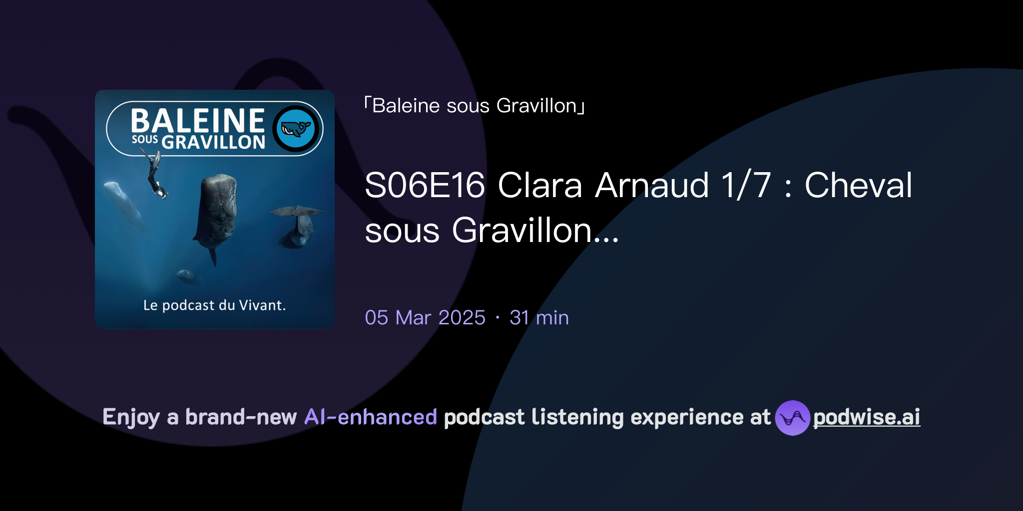 S06E16 Clara Arnaud 1/7 : Cheval sous Gravillon... | Baleine sous ...