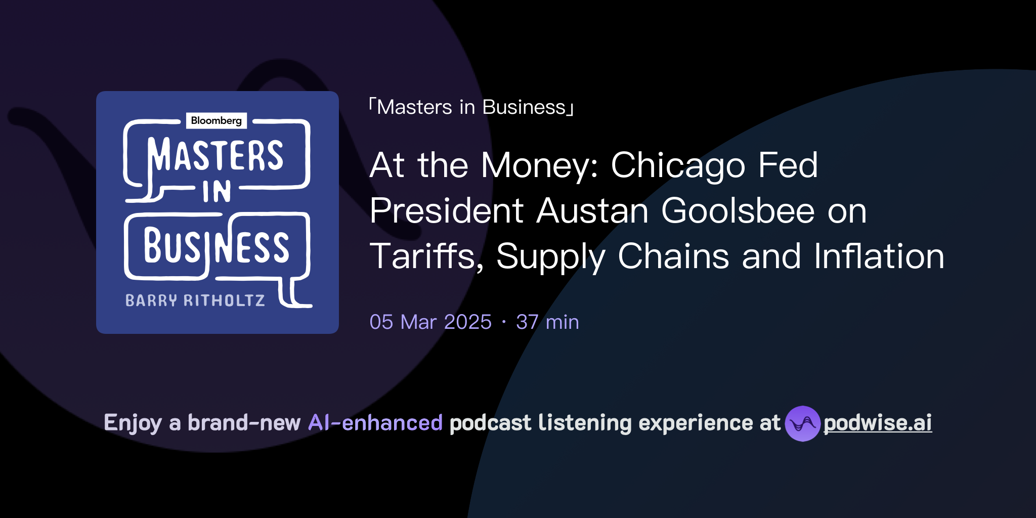 At the Money: Chicago Fed President Austan Goolsbee on Tariffs, Supply ...