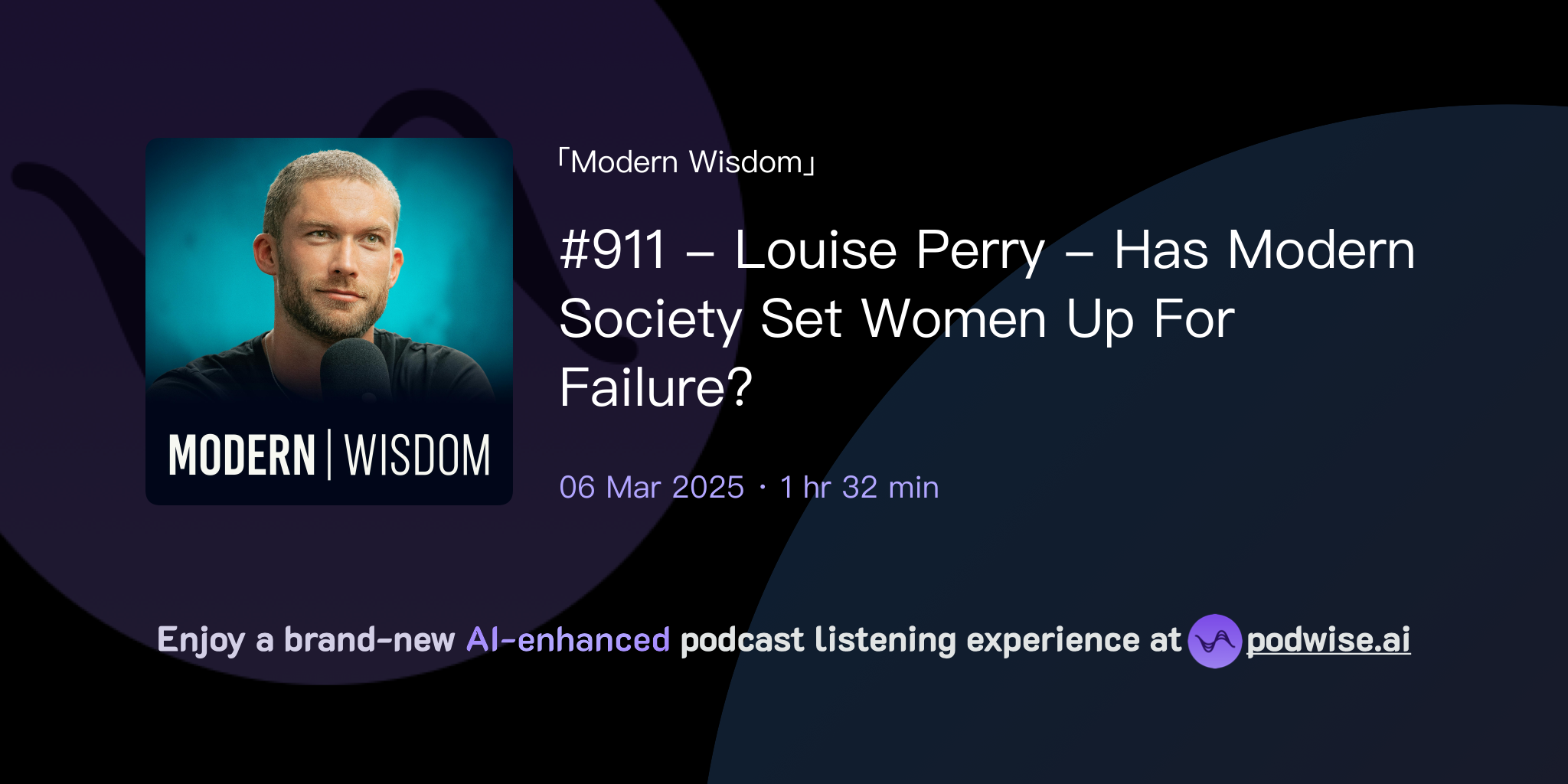 #911 - Louise Perry - Has Modern Society Set Women Up For Failure ...