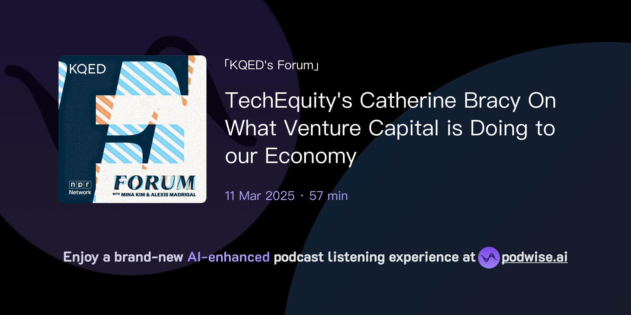 TechEquity's Catherine Bracy On What Venture Capital is Doing to our Economy | KQED's Forum ...