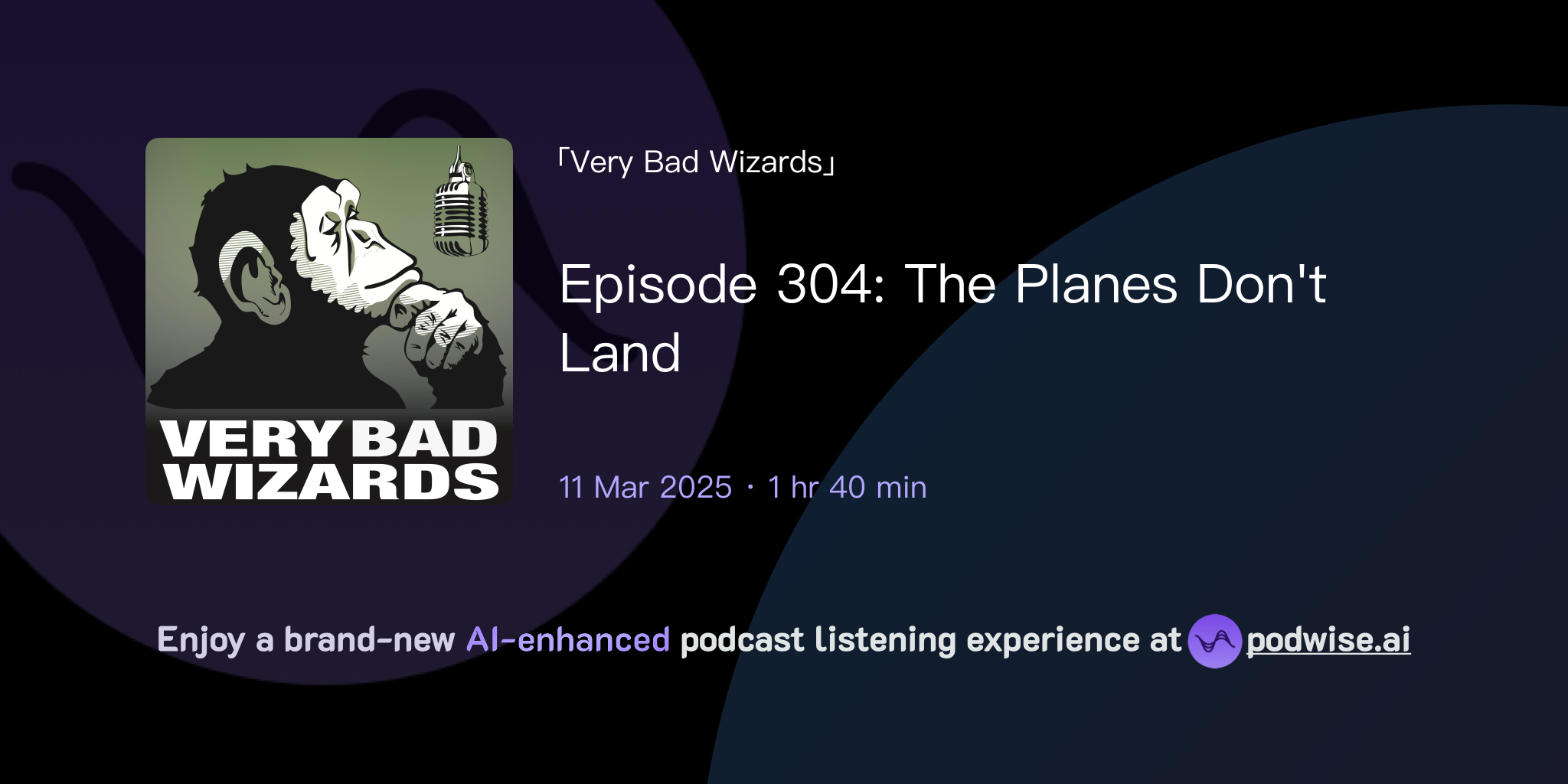 Episode 304: The Planes Don't Land | Very Bad Wizards | Podwise