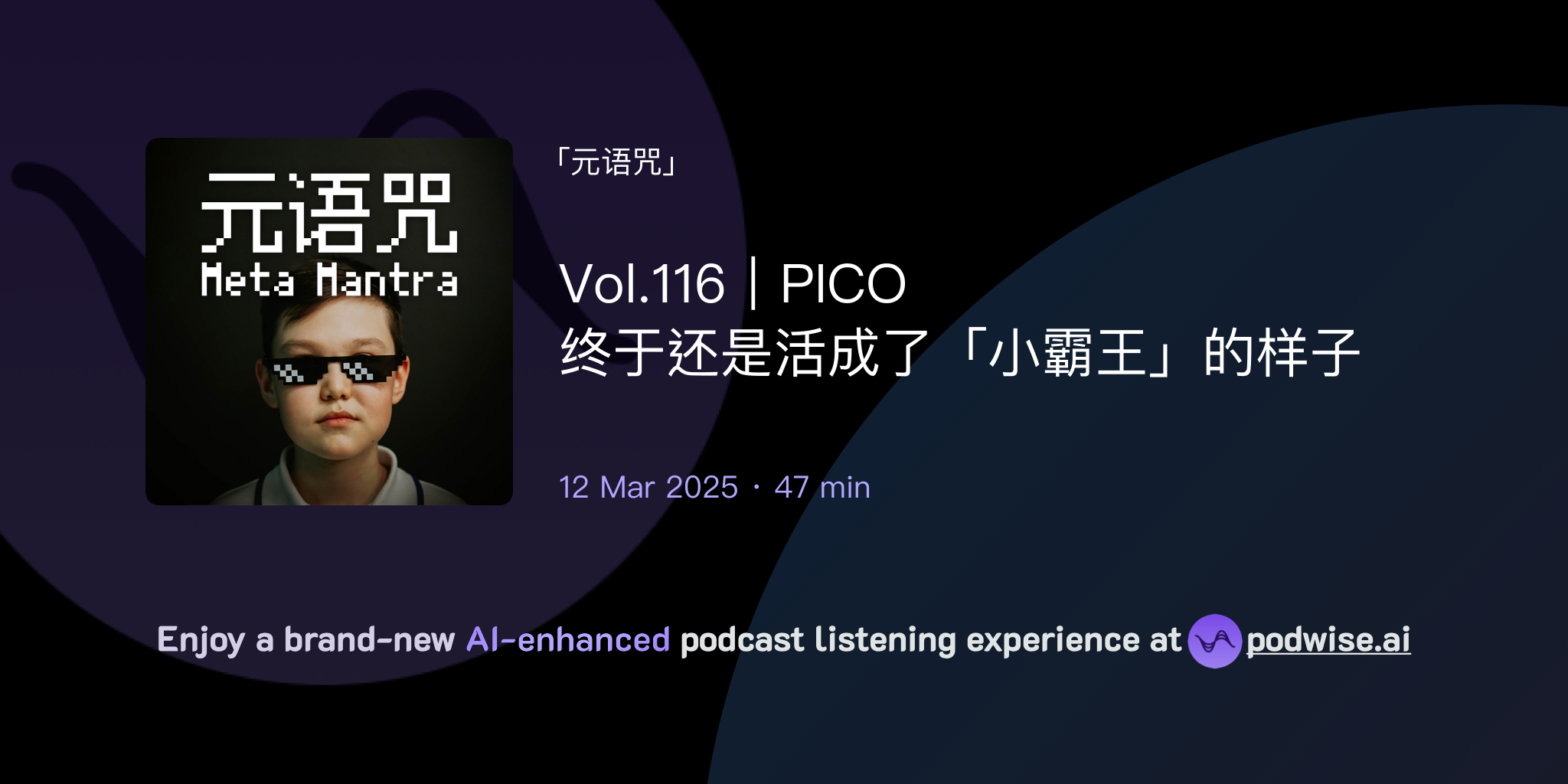 Vol.116｜PICO 终于还是活成了「小霸王」的样子 | 元语咒 | Podwise