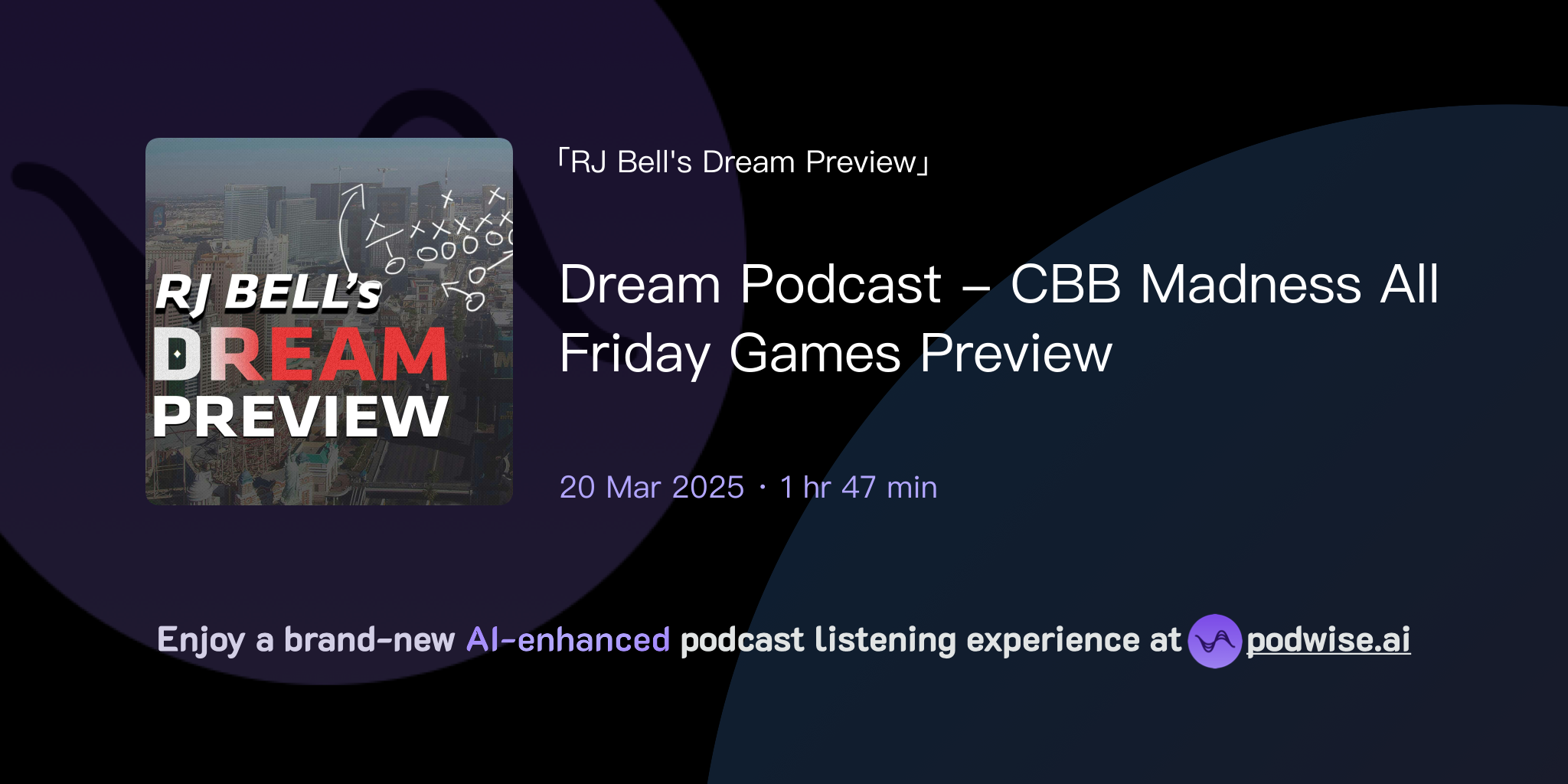 Dream Podcast - CBB Madness All Friday Games Preview | RJ Bell's Dream ...