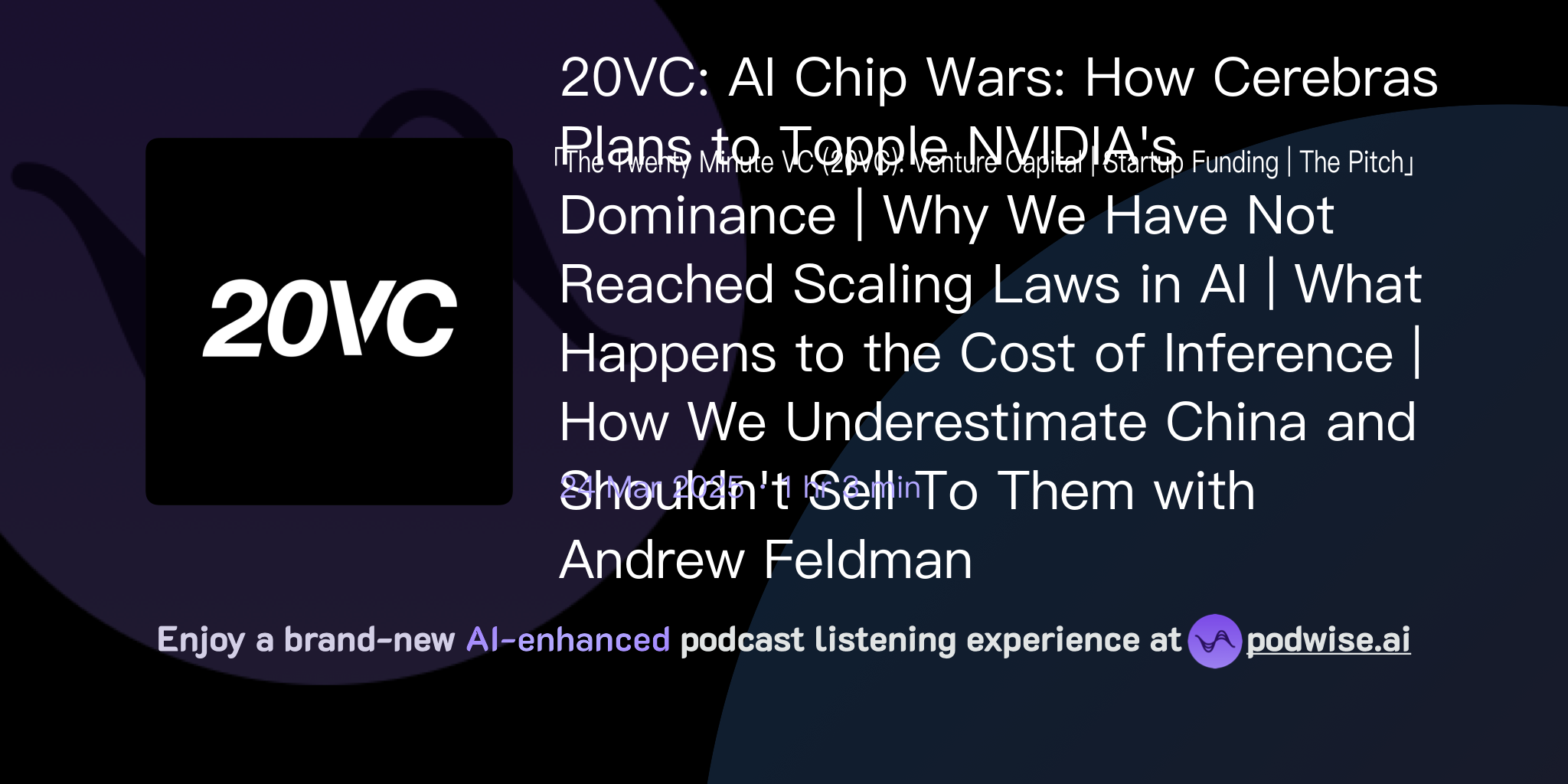 20VC: AI Chip Wars: How Cerebras Plans to Topple NVIDIA's Dominance | Why We Have Not Reached ...