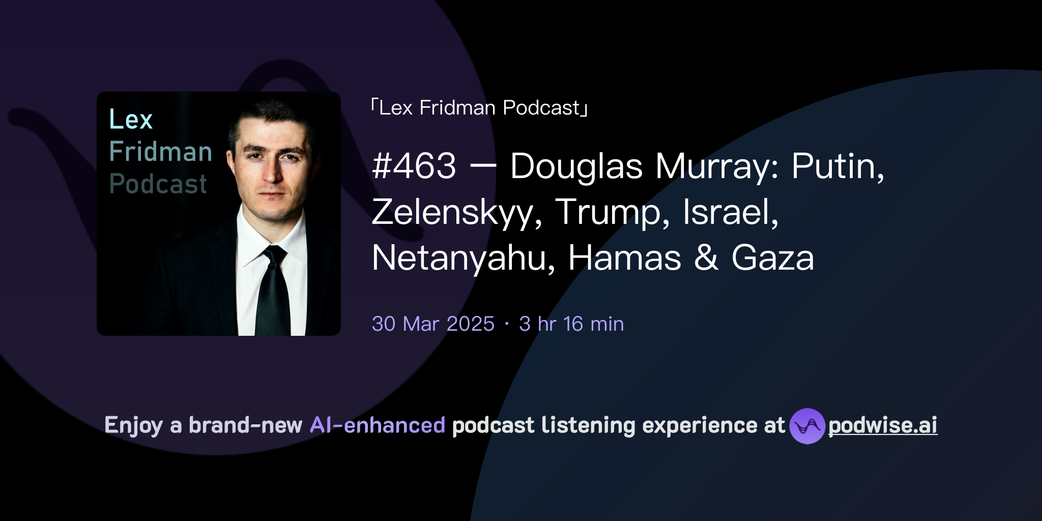 #463 – Douglas Murray: Putin, Zelenskyy, Trump, Israel, Netanyahu ...