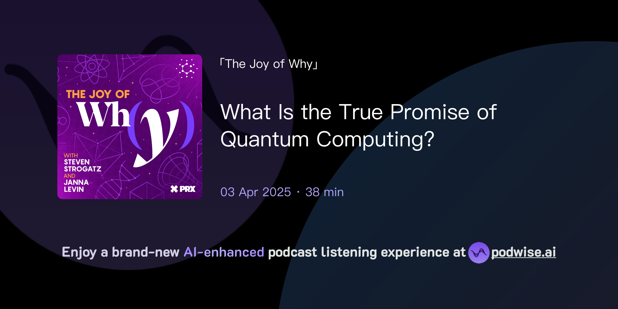 What Is the True Promise of Quantum Computing? | The Joy of Why | Podwise
