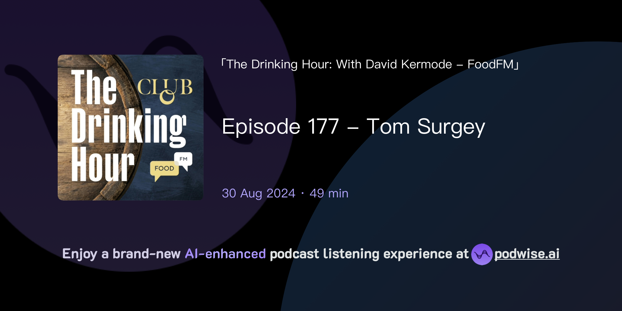 Episode 177 - Tom Surgey | The Drinking Hour: With David Kermode ...