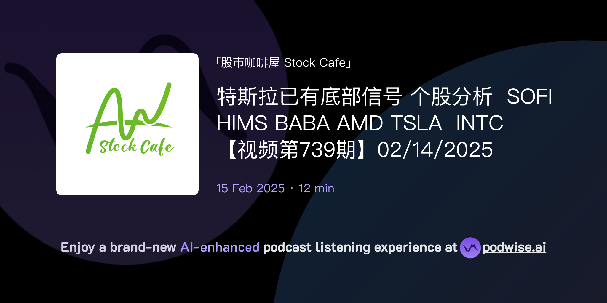 特斯拉已有底部信号 个股分析 SOFI HIMS BABA AMD TSLA INTC 【视频第739期】02/14/2025 | 股市咖啡屋 ...