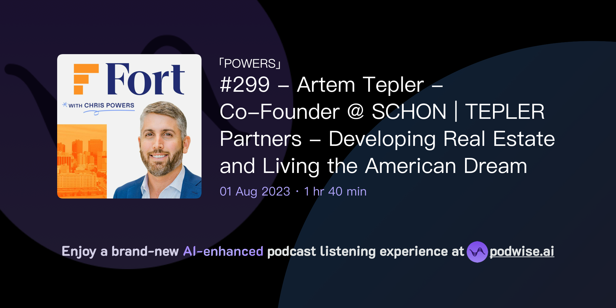 #299 - Artem Tepler - Co-Founder @ SCHON | TEPLER Partners - Developing ...