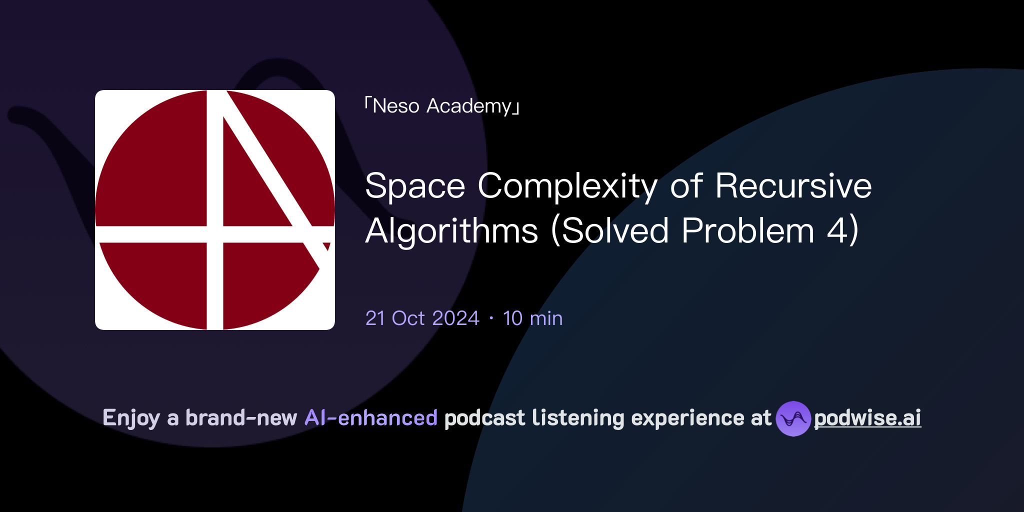 Space Complexity of Recursive Algorithms (Solved Problem 4) | Neso Academy | Podwise